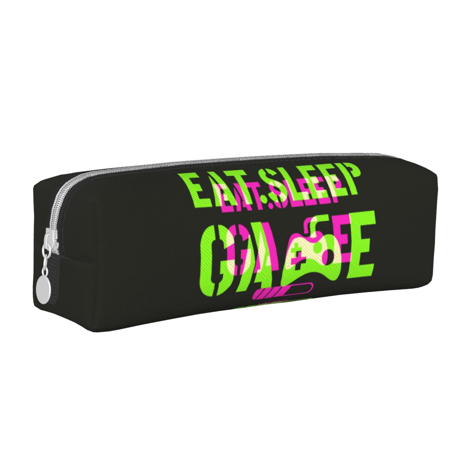 XMXT Leather Pencil Case, Eat Sleep Game Slogan Print Large Capacity ...