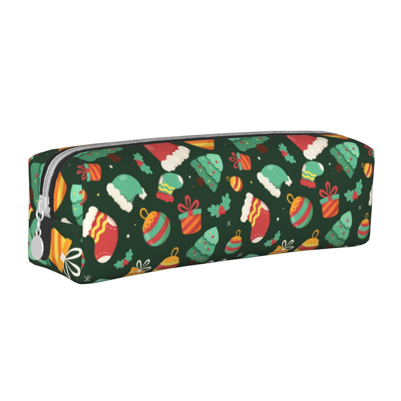 XMXT Leather Pencil Case, Fun Christmas Tree Hats Large Capacity Pencil ...