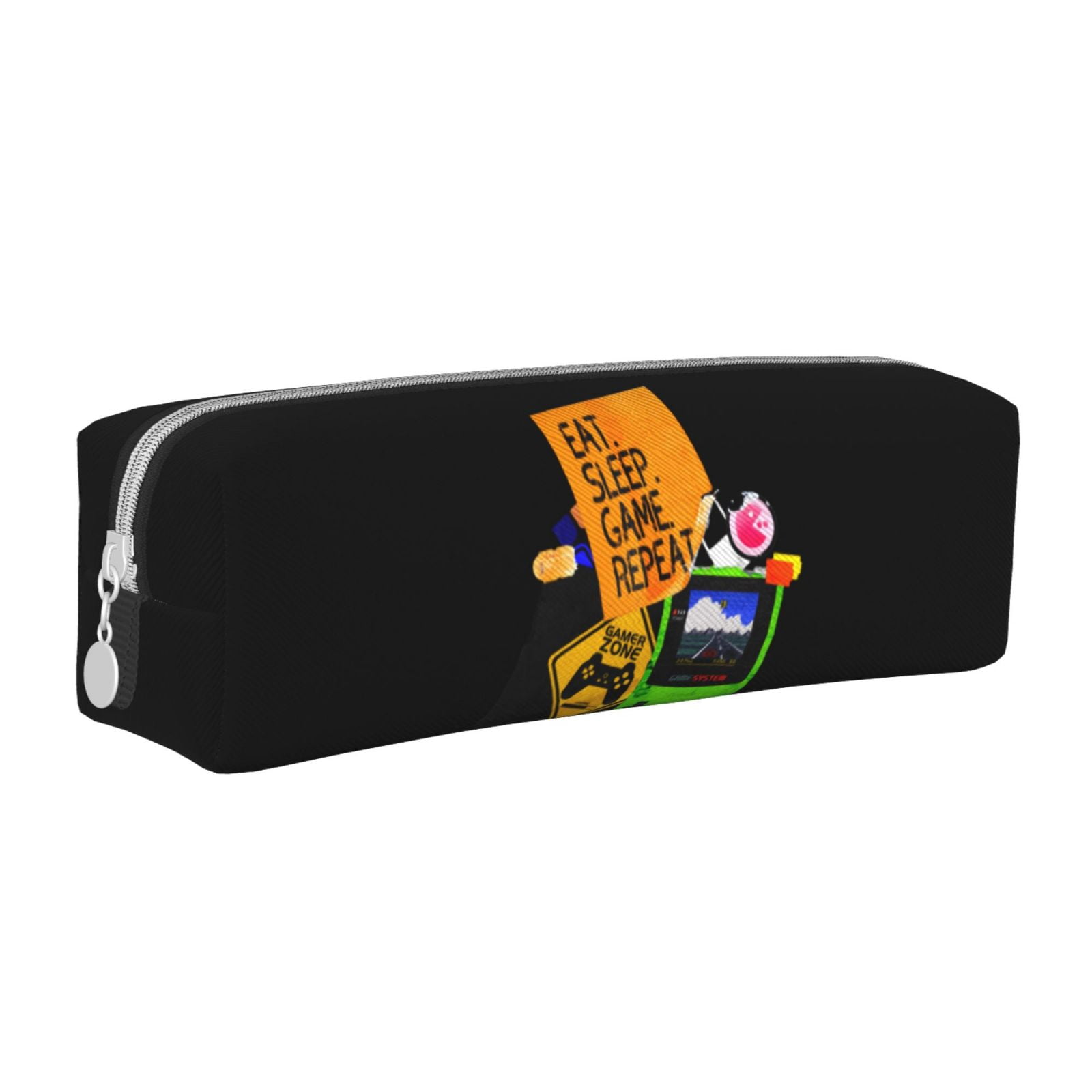 XMXT Leather Pencil Case, Game Slogan Handle Sticker Large Capacity ...