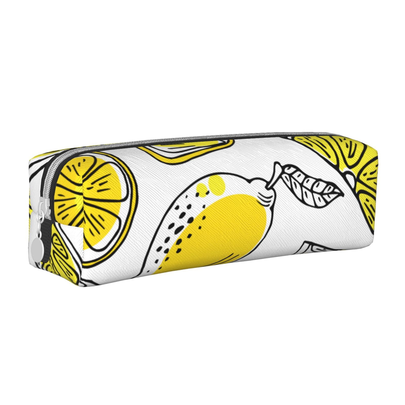 XMXT Leather Pencil Case, Lemon Decorative Line Illustration Large ...