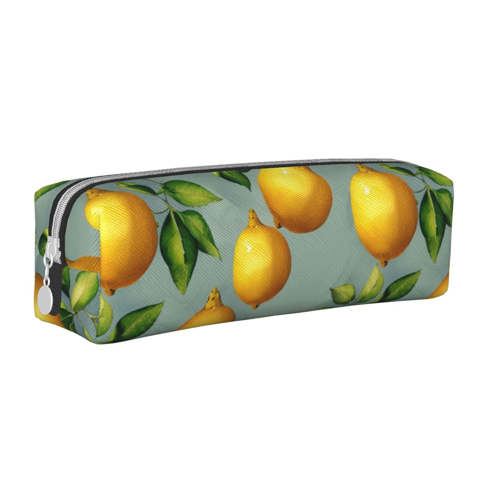 XMXT Leather Pencil Case, Realistic Lemon Leaves Large Capacity Pencil ...
