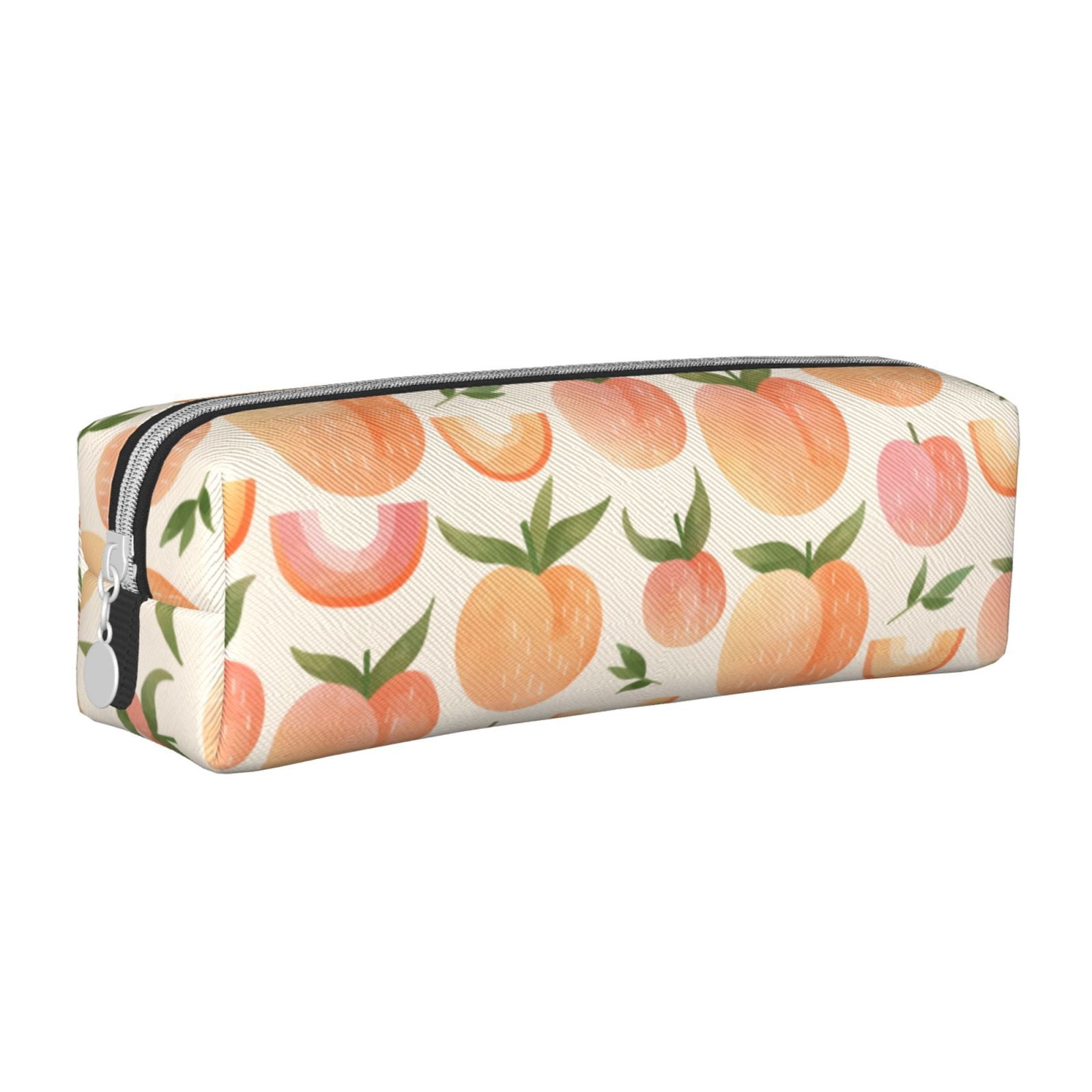 XMXT Leather Pencil Case, Seamless Pink Peaches Pattern Large Capacity ...