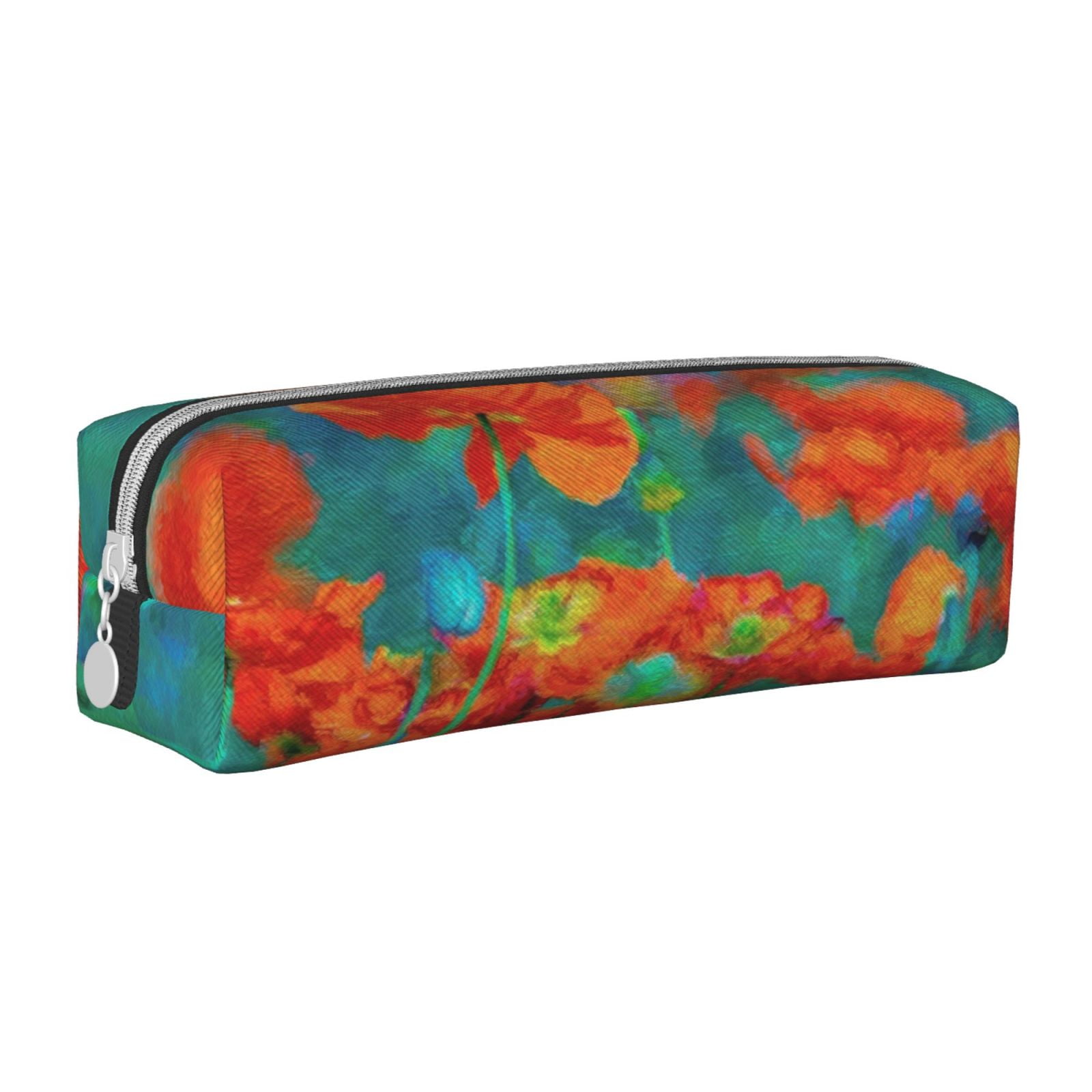 XMXT Leather Pencil Case, Spring Poppies Flower Large Capacity Pencil ...