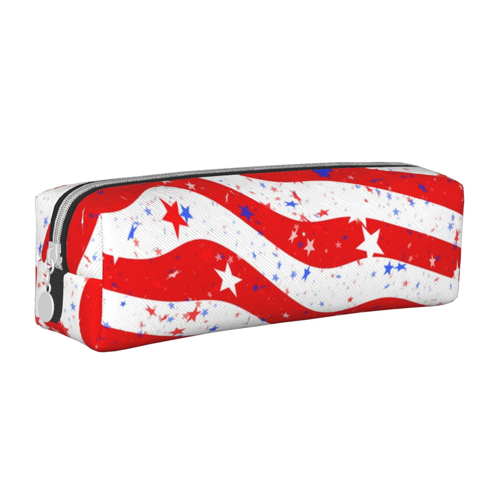 XMXT Leather Pencil Case, Stars Stripes Element Print Large Capacity ...