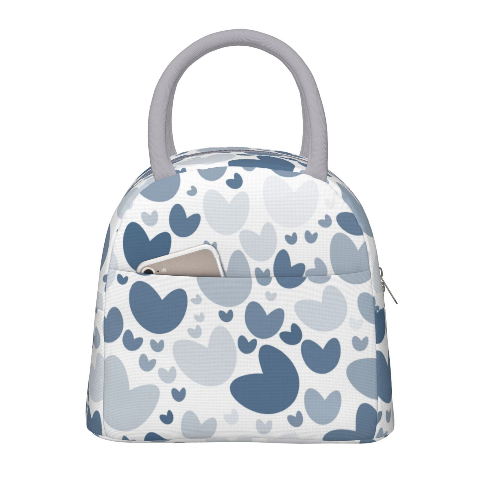 XMXT Lunch Bag Women, Blue Heart Print Large Lunchbox Insulated Lunch ...