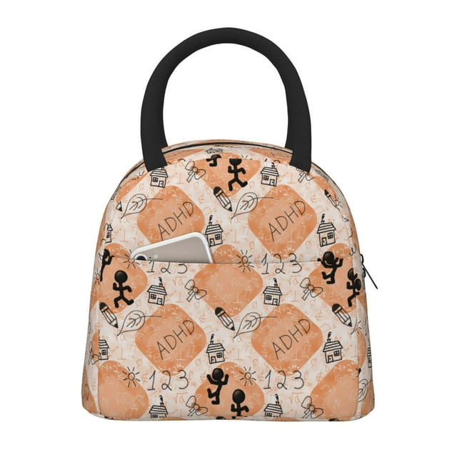 XMXT Lunch Bag Women, Cartoon School Graffiti Print Large Lunchbox ...
