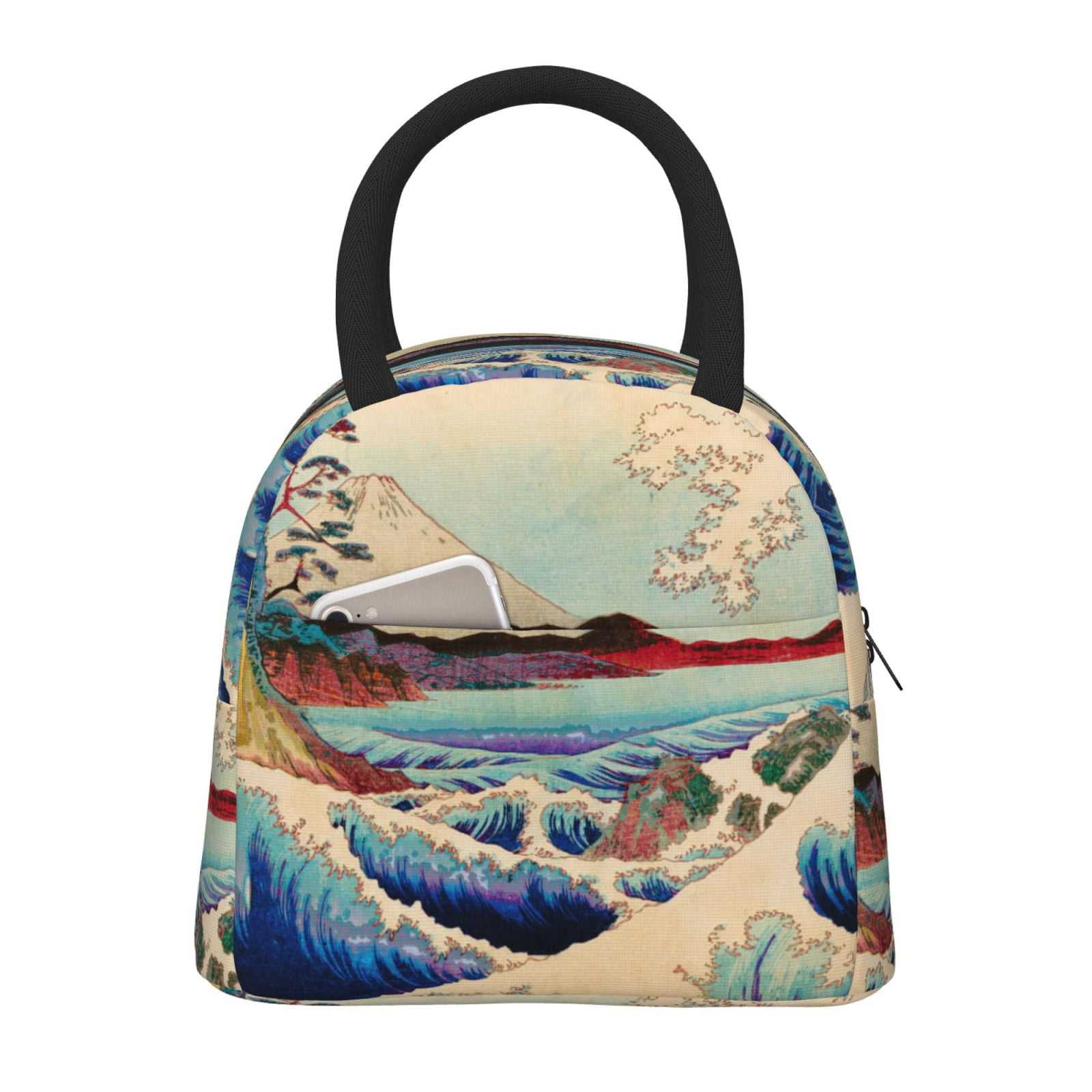 XMXT Lunch Bag Women, Fujiyama Wave Print Large Lunchbox Insulated ...