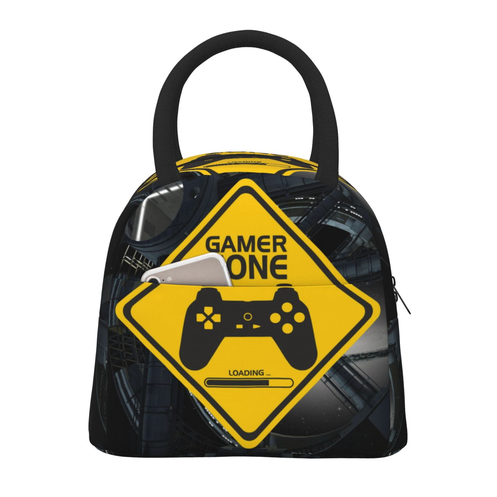 XMXT Lunch Bag Women, Game Player Zone Warning Signs Large Lunchbox ...
