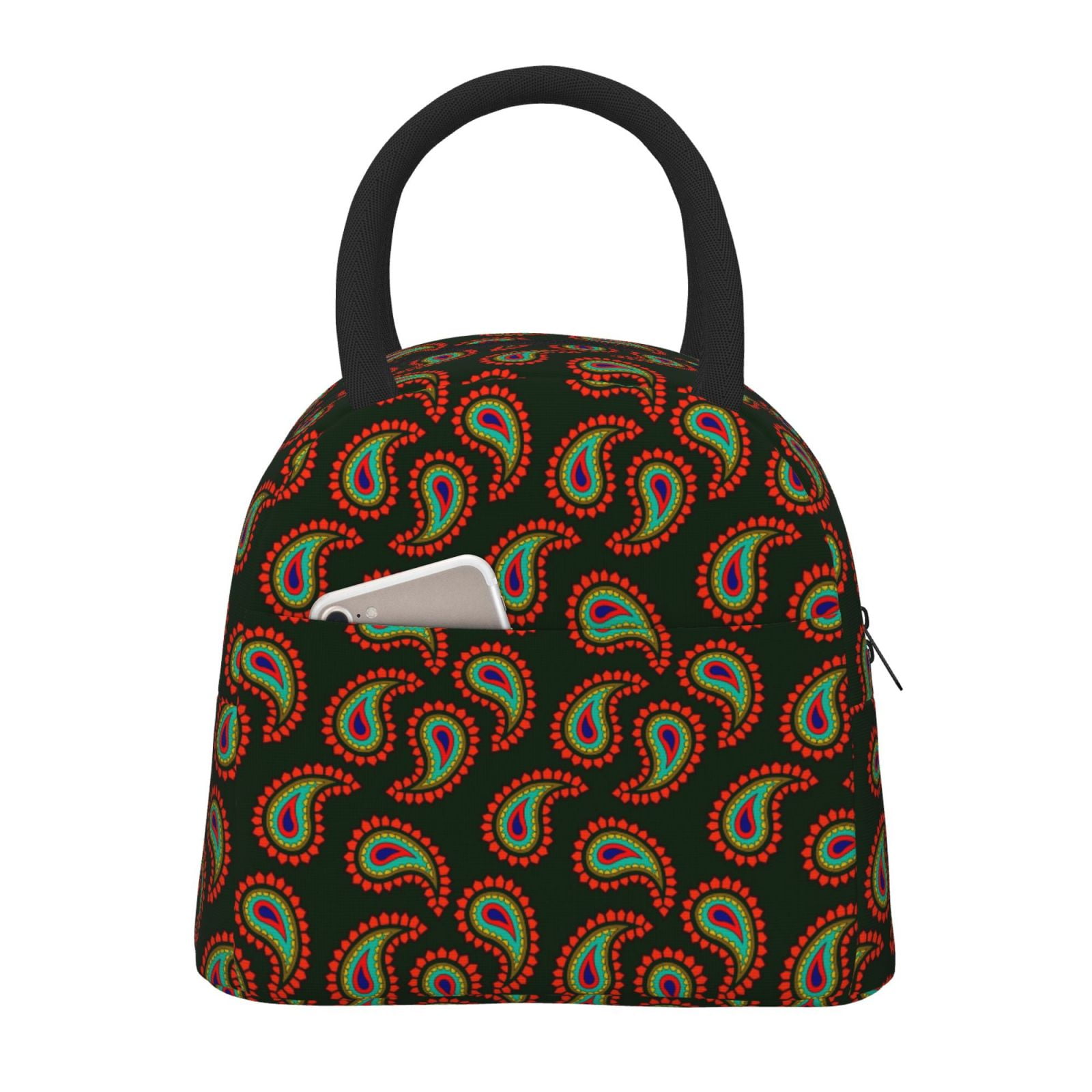 XMXT Lunch Bag Women, Paisley Swirl Silk Print Large Lunchbox Insulated ...