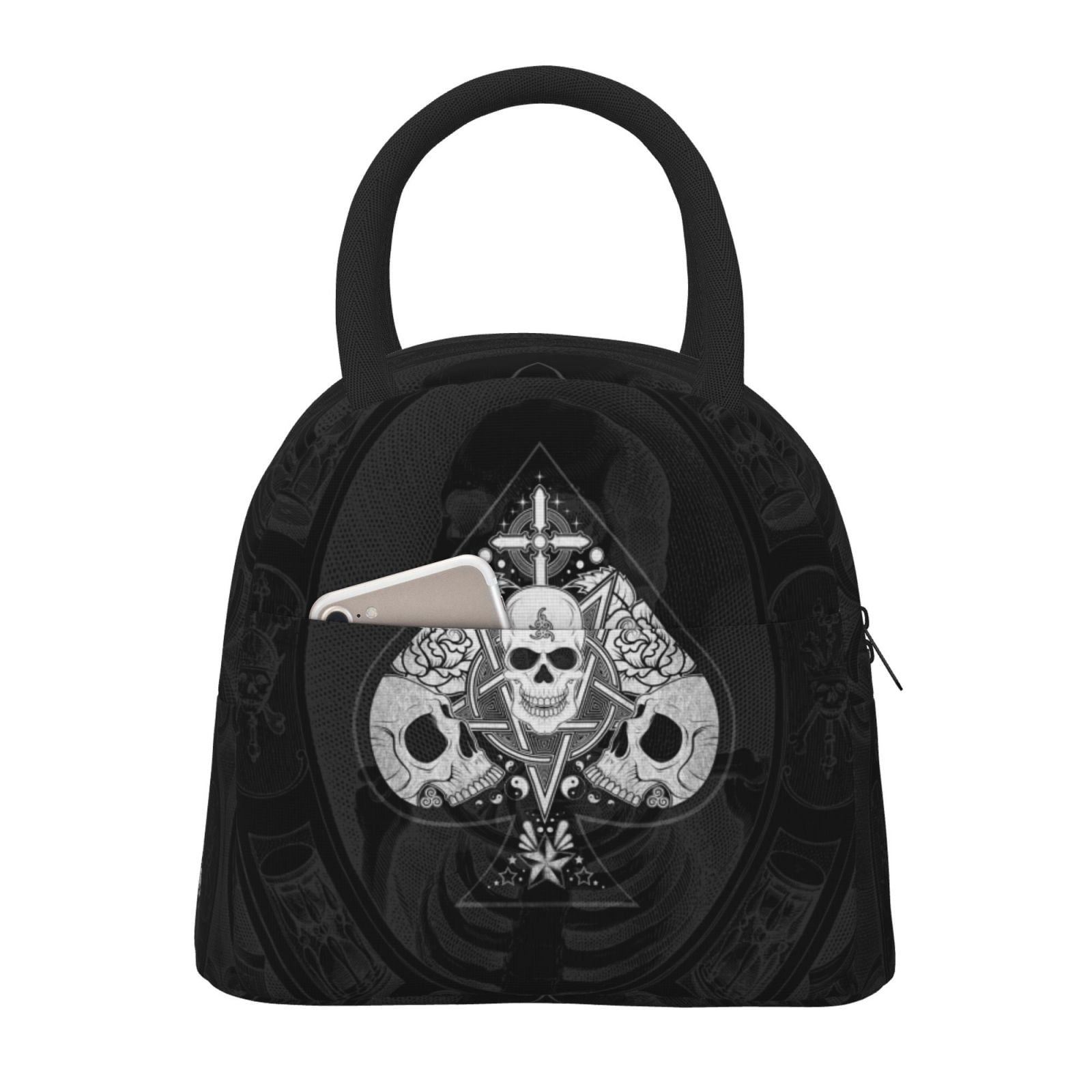 XMXT Lunch Bag Women, Skeleton Ace Symbol Print Large Lunchbox ...