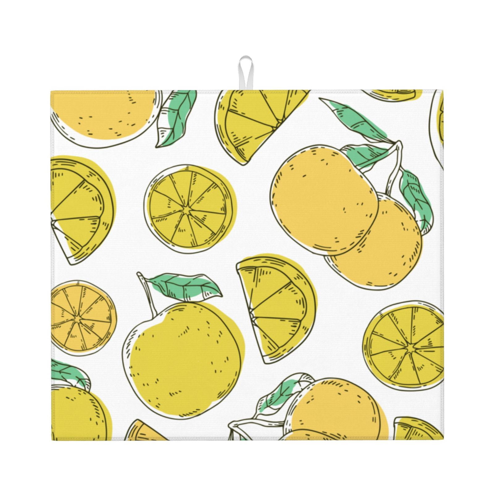 XMXT Microfiber Drying Mat, Lemon Pear Doodle Absorbent Dish Drying ...