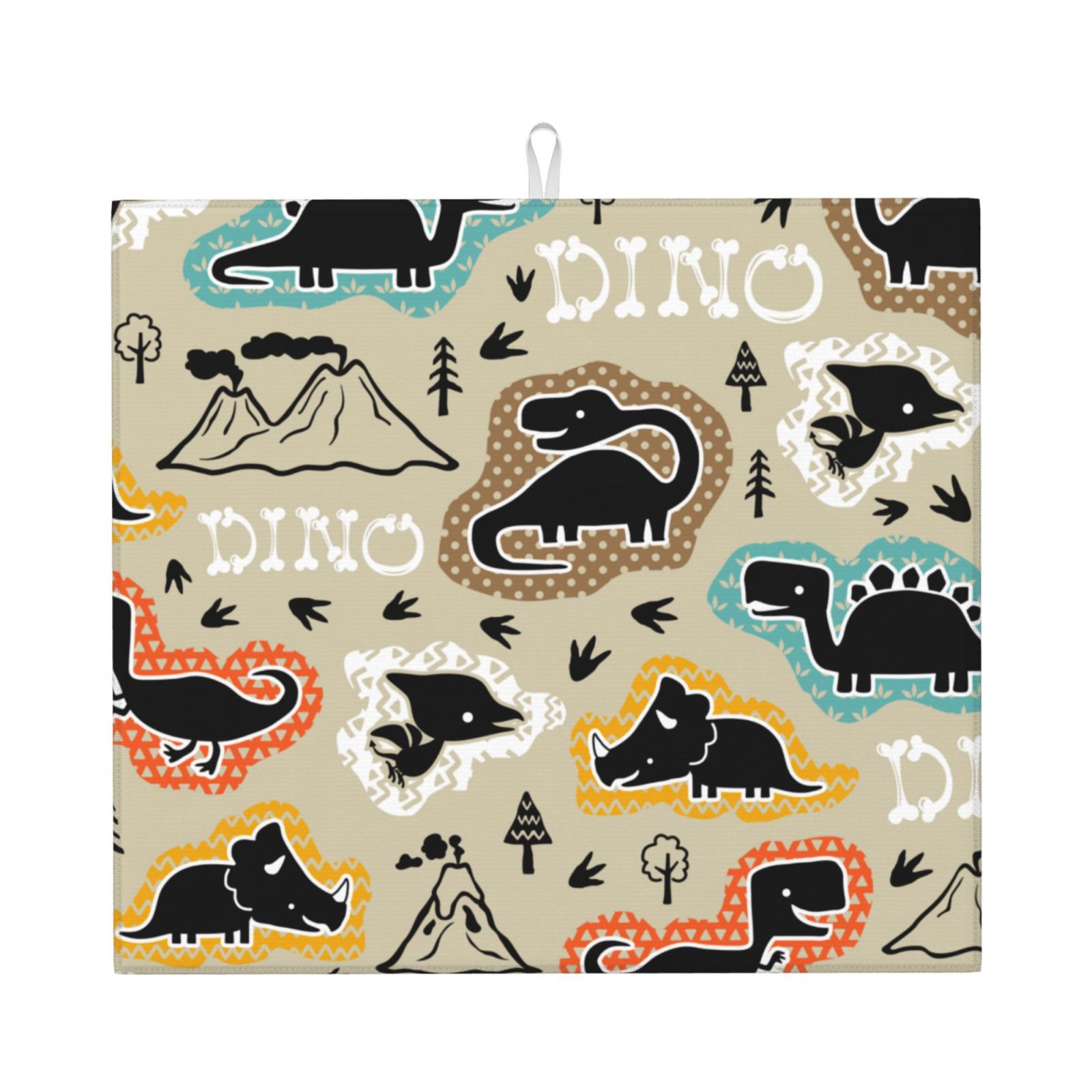 XMXT Microfiber Drying Mat for Kitchen Counter, Cartoon Dinosaur Doodle ...
