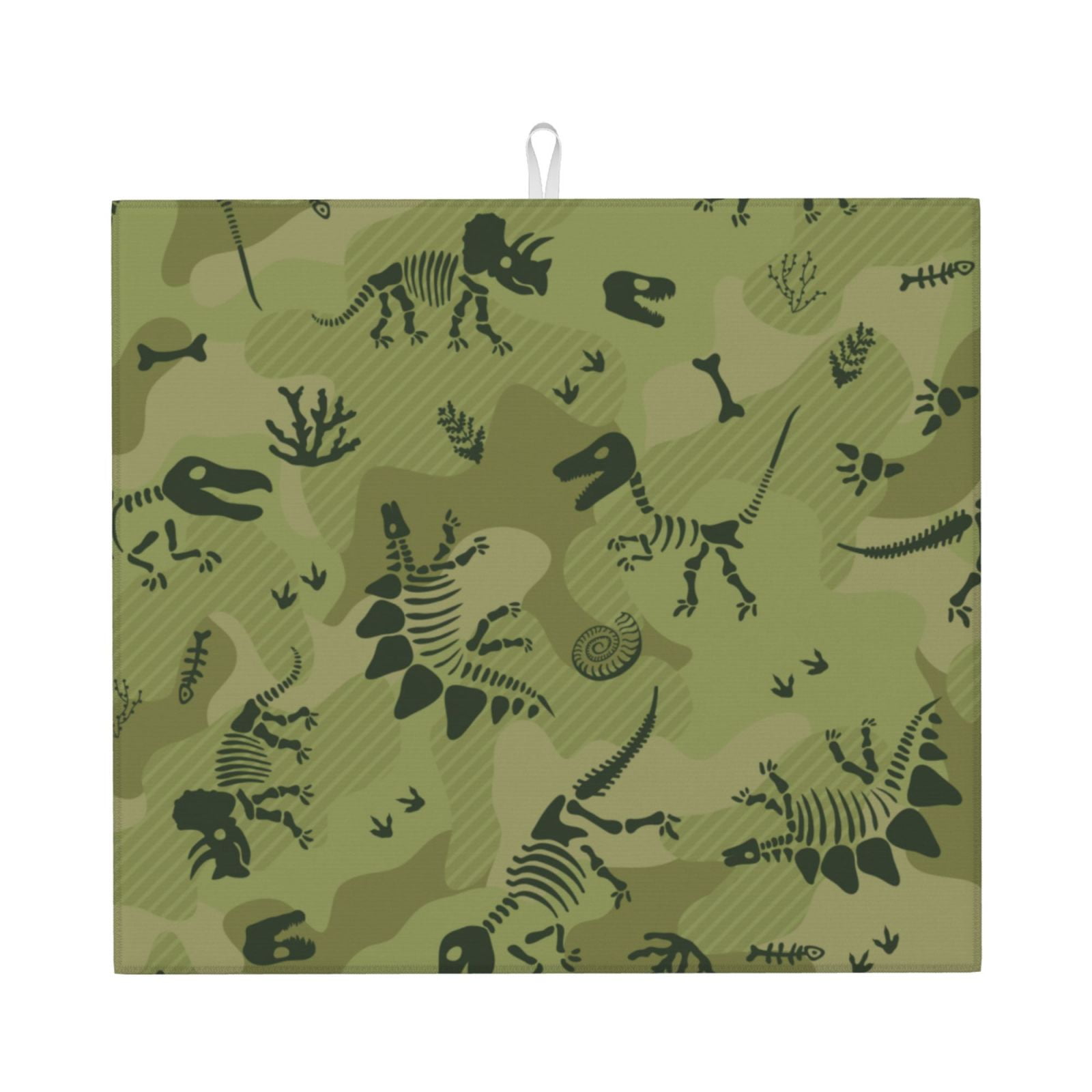 XMXT Microfiber Drying Mat for Kitchen Counter, Green Dinosaur Skeleton ...