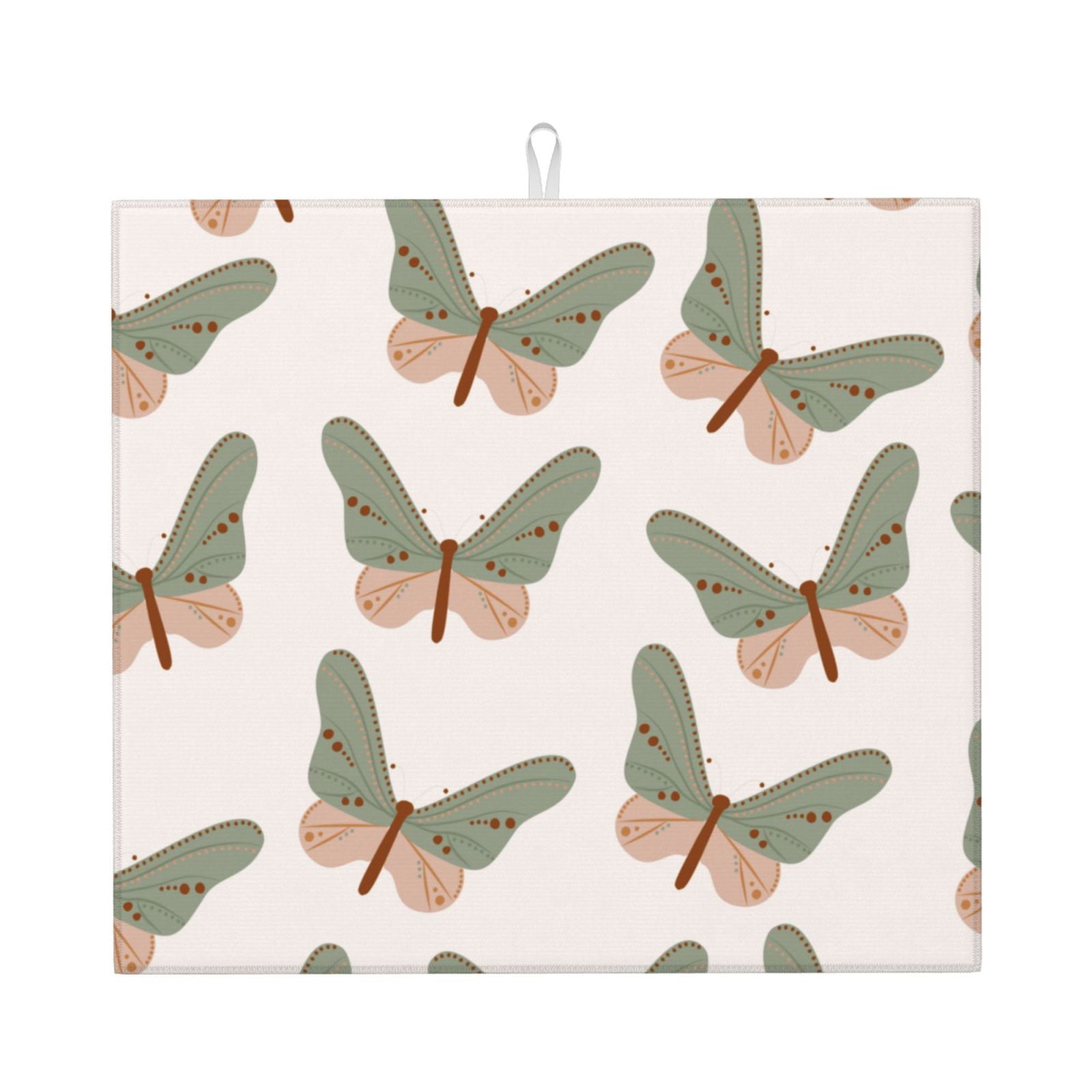 XMXT Microfiber Drying Mat for Kitchen Counter, Green Fluttering ...