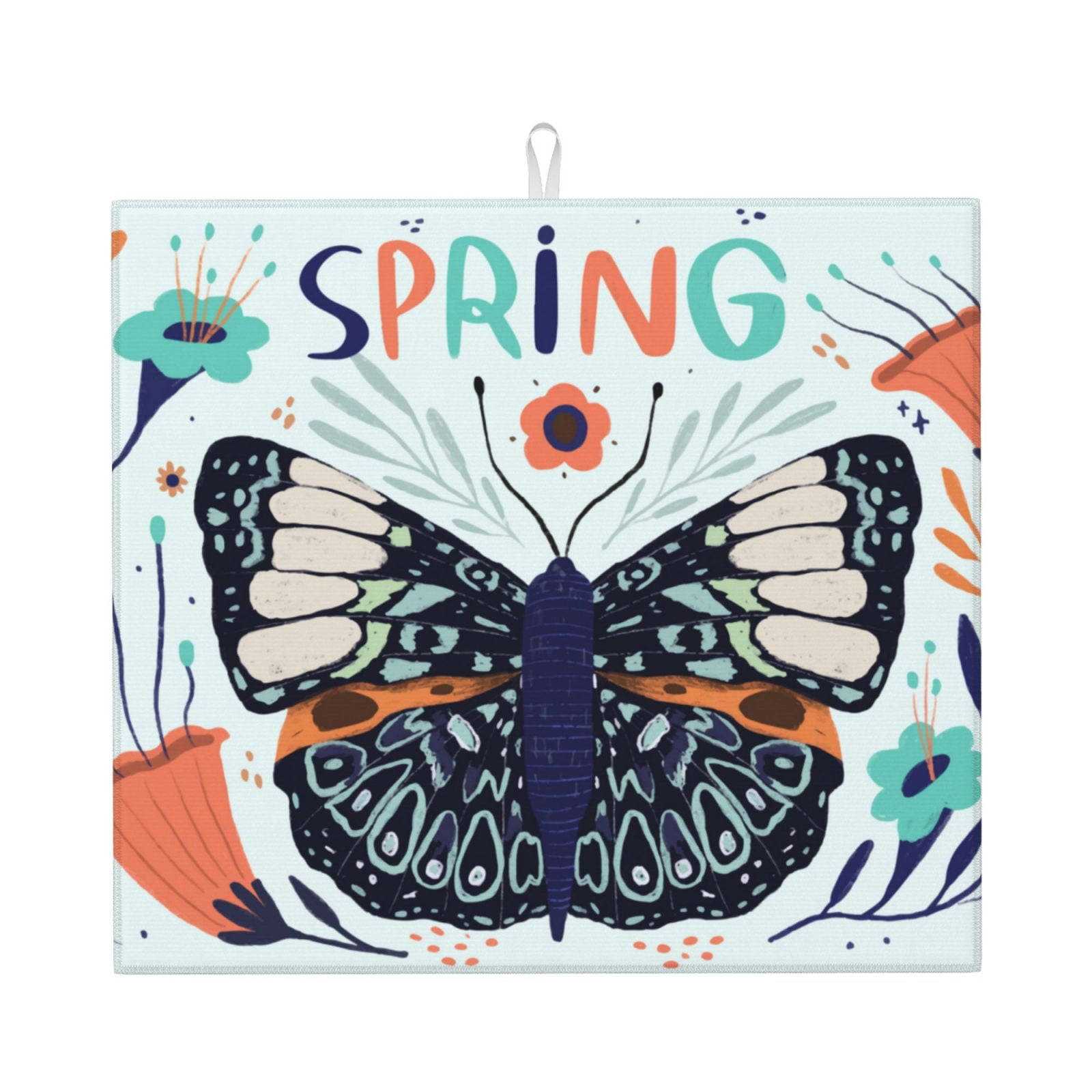 XMXT Microfiber Drying Mat for Kitchen Counter, Spring Butterfly Prints ...