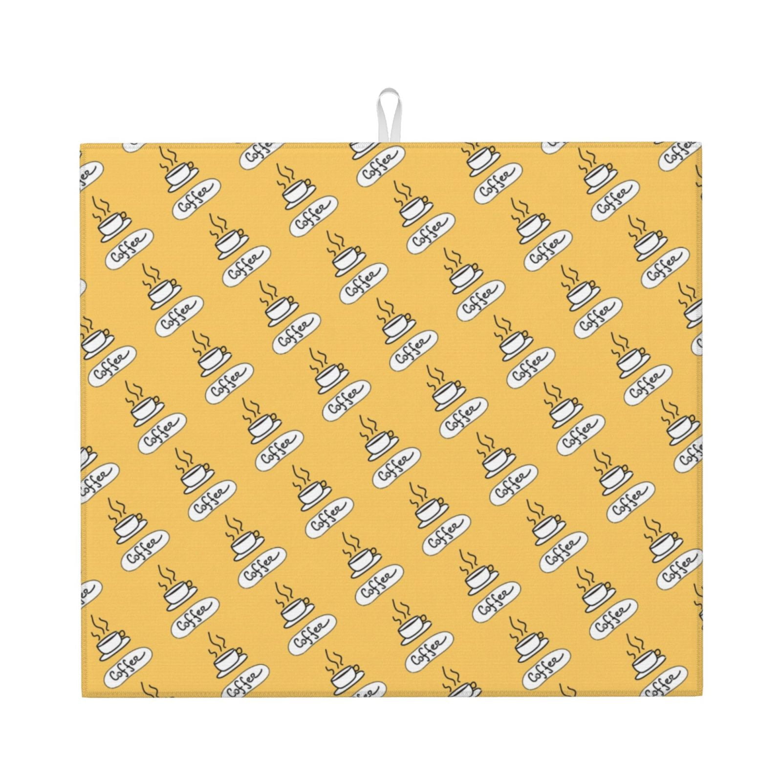 XMXT Microfiber Drying Mats, Cartoon Coffee Yellow Graffiti Absorbent ...