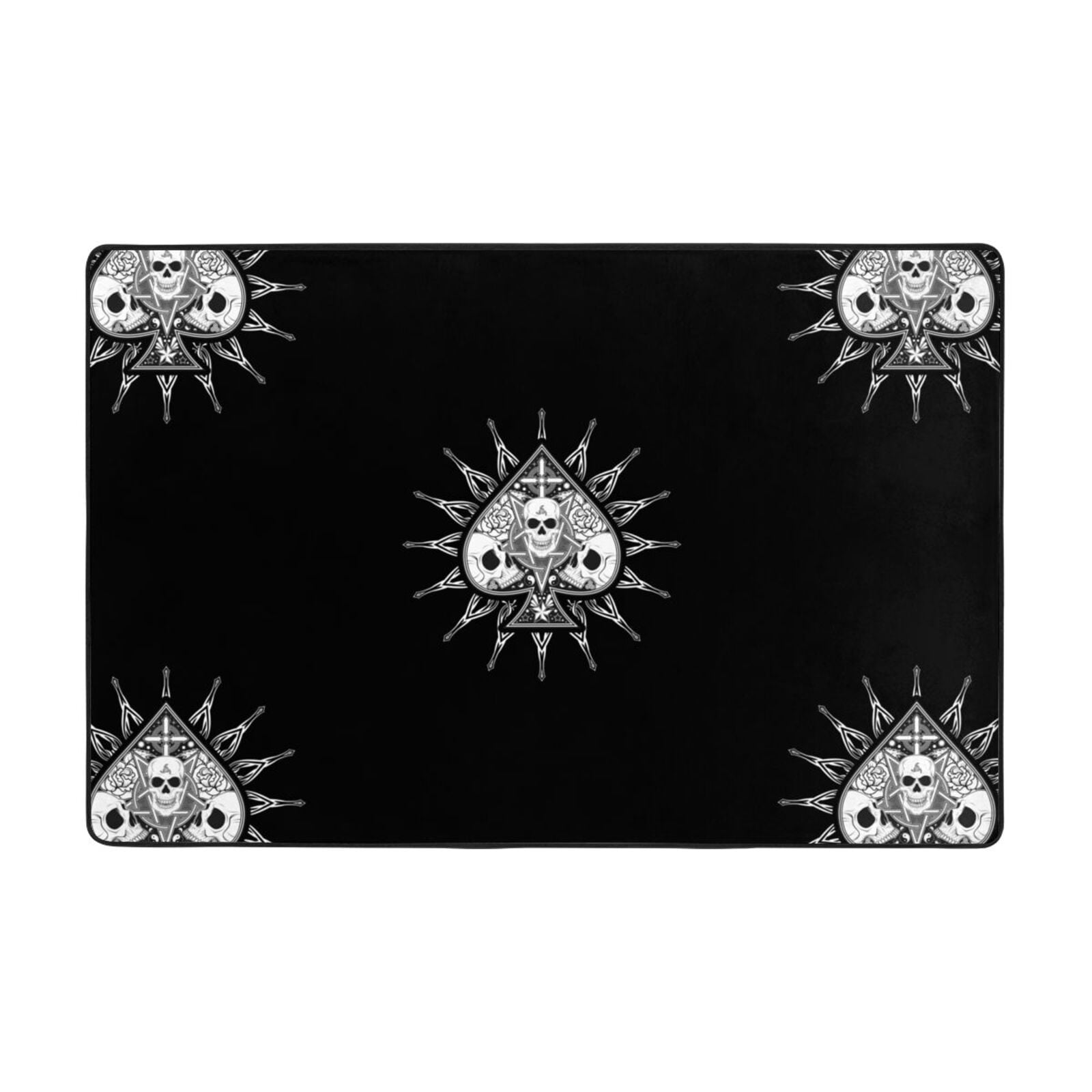 XMXT Non-Slip Area Rug, Black Ace Skull Print Polyester Rugs for Living ...