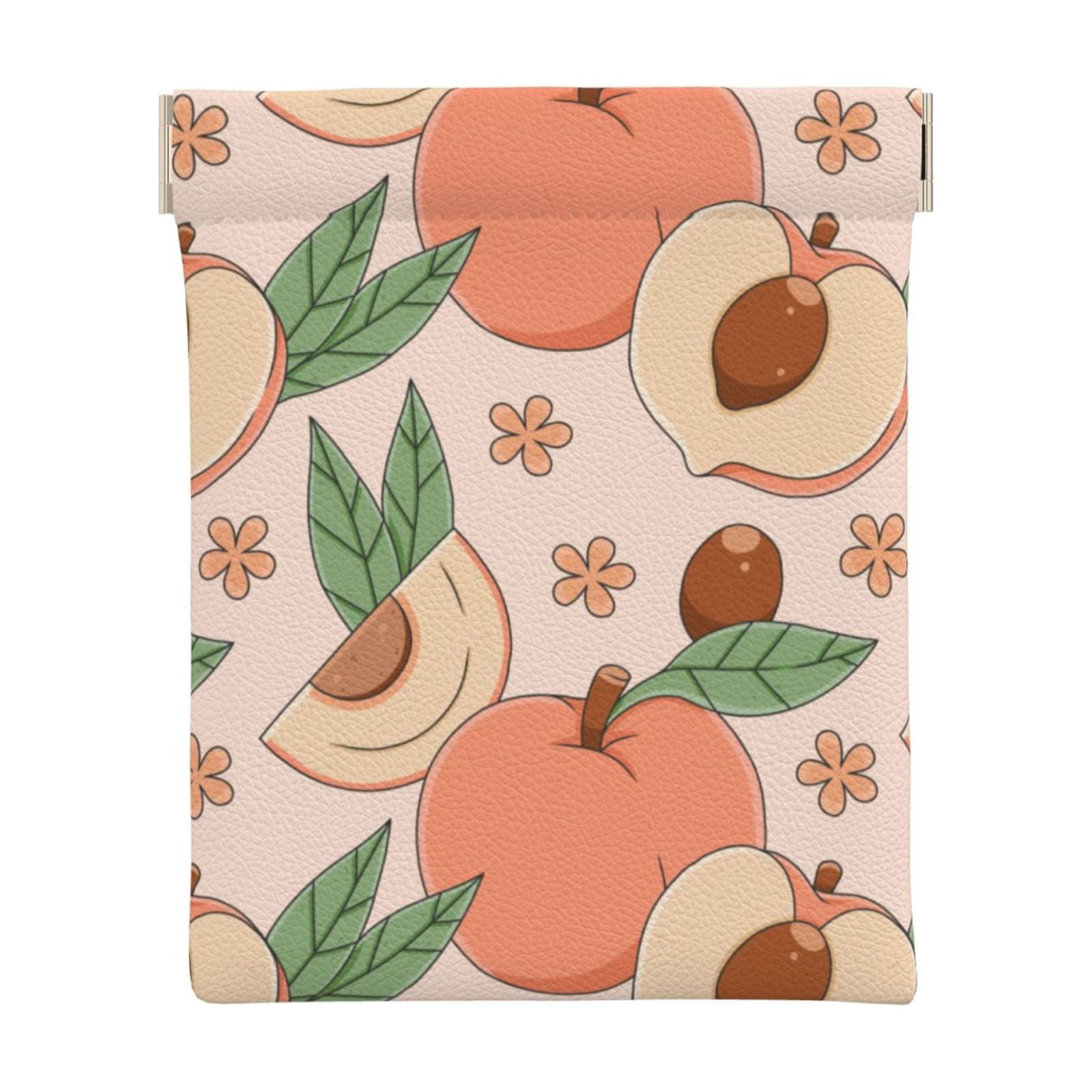 XMXT PU Leather Coin Purse for Women Men, Cartoon Pink Peaches Mini Change Wallet Coin Pocket ...