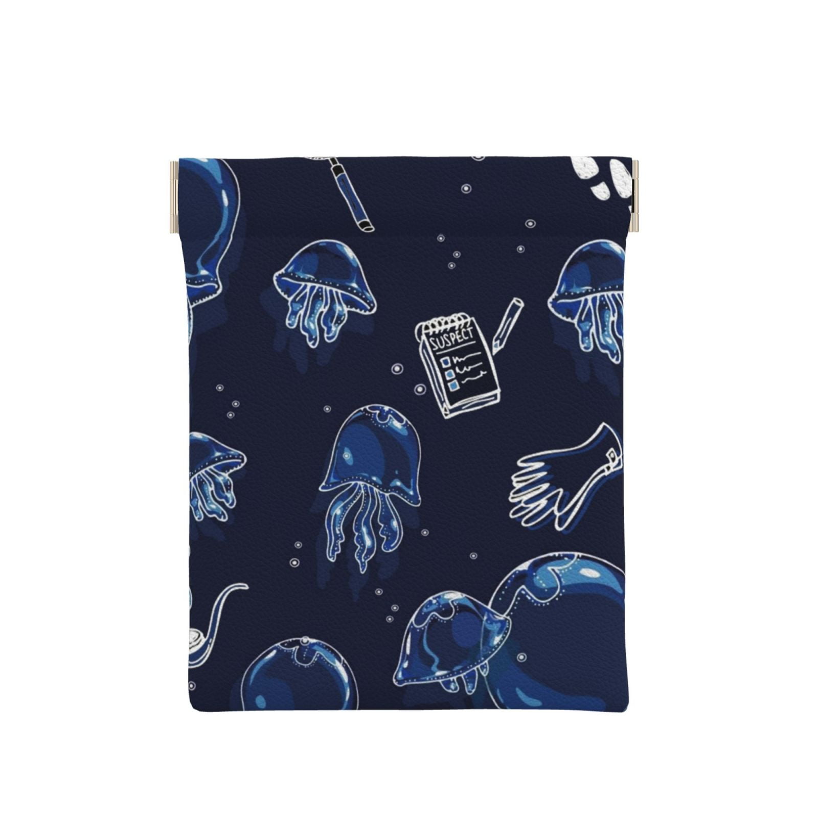XMXT PU Leather Coin Purse for Women Men, Jellyfish Ocean Sketch Mini ...