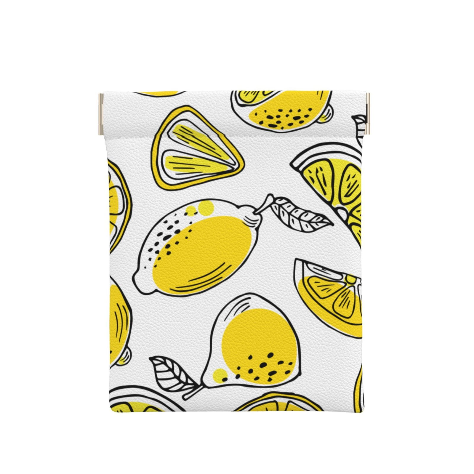 XMXT PU Leather Coin Purse for Women Men, Lemon Decorative Line ...