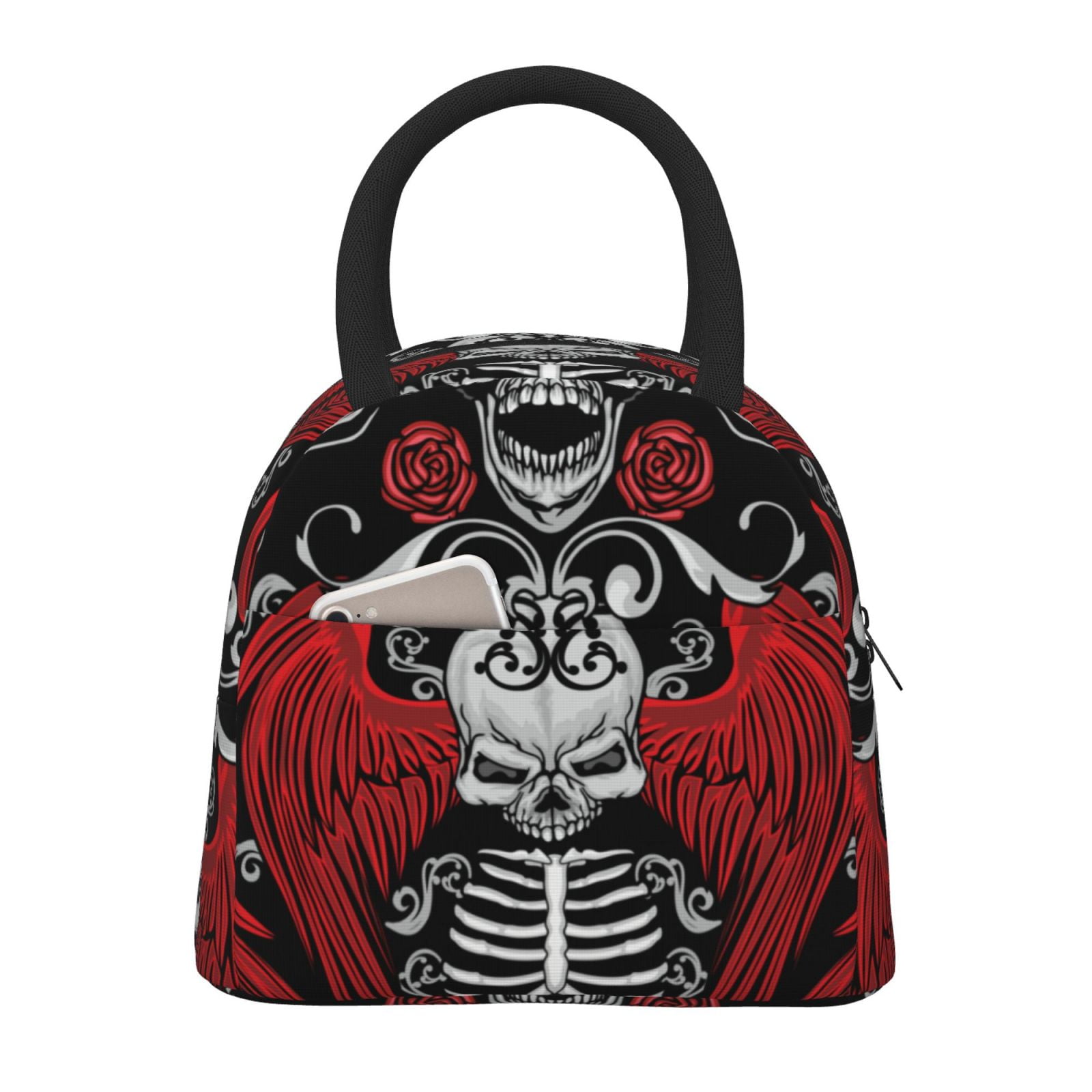 XMXT Reusable Insulated Lunch Bag Women Men, Art Deco Skeleton Lunchbox ...