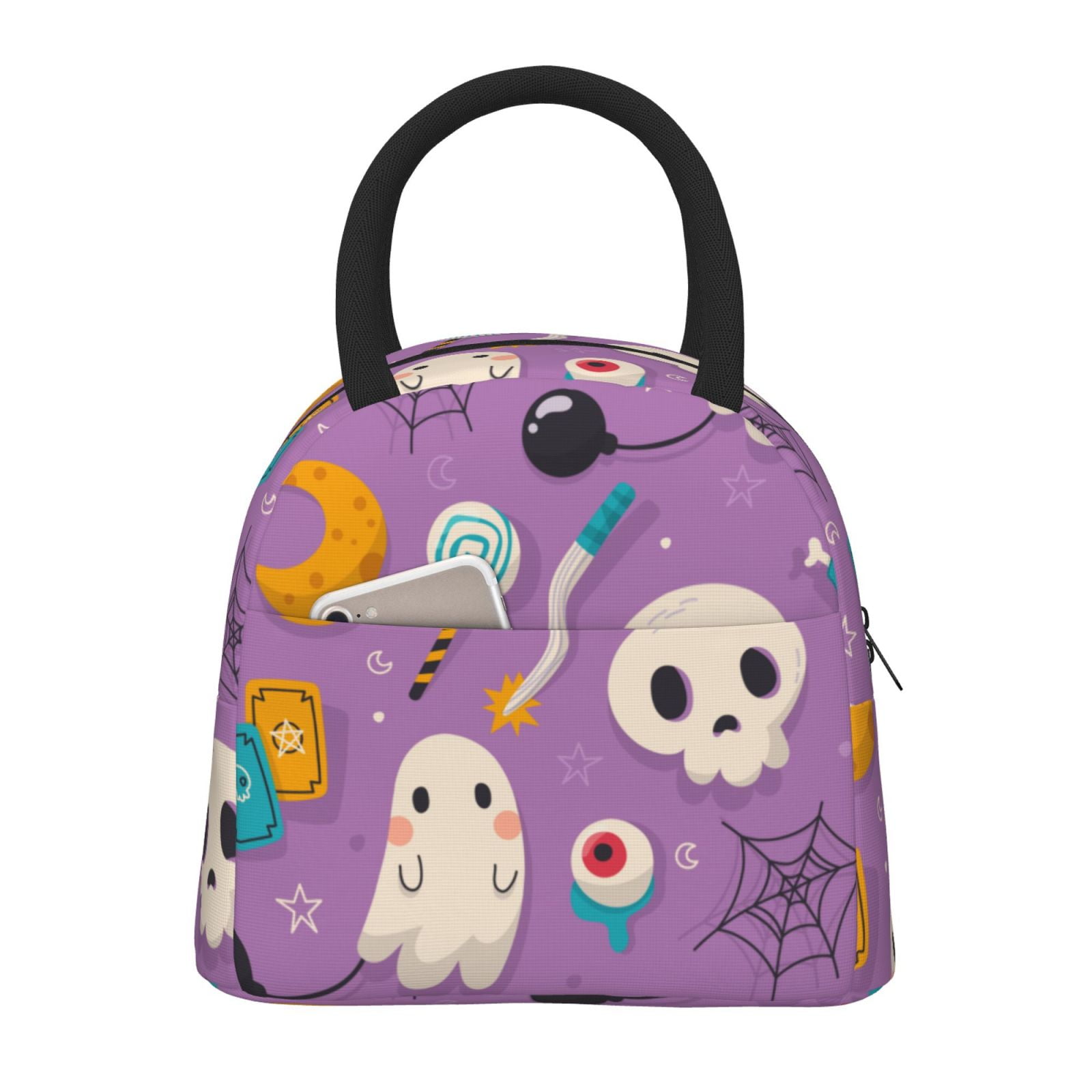 XMXT Reusable Insulated Lunch Bag Women Men, Ghost Skull Background ...