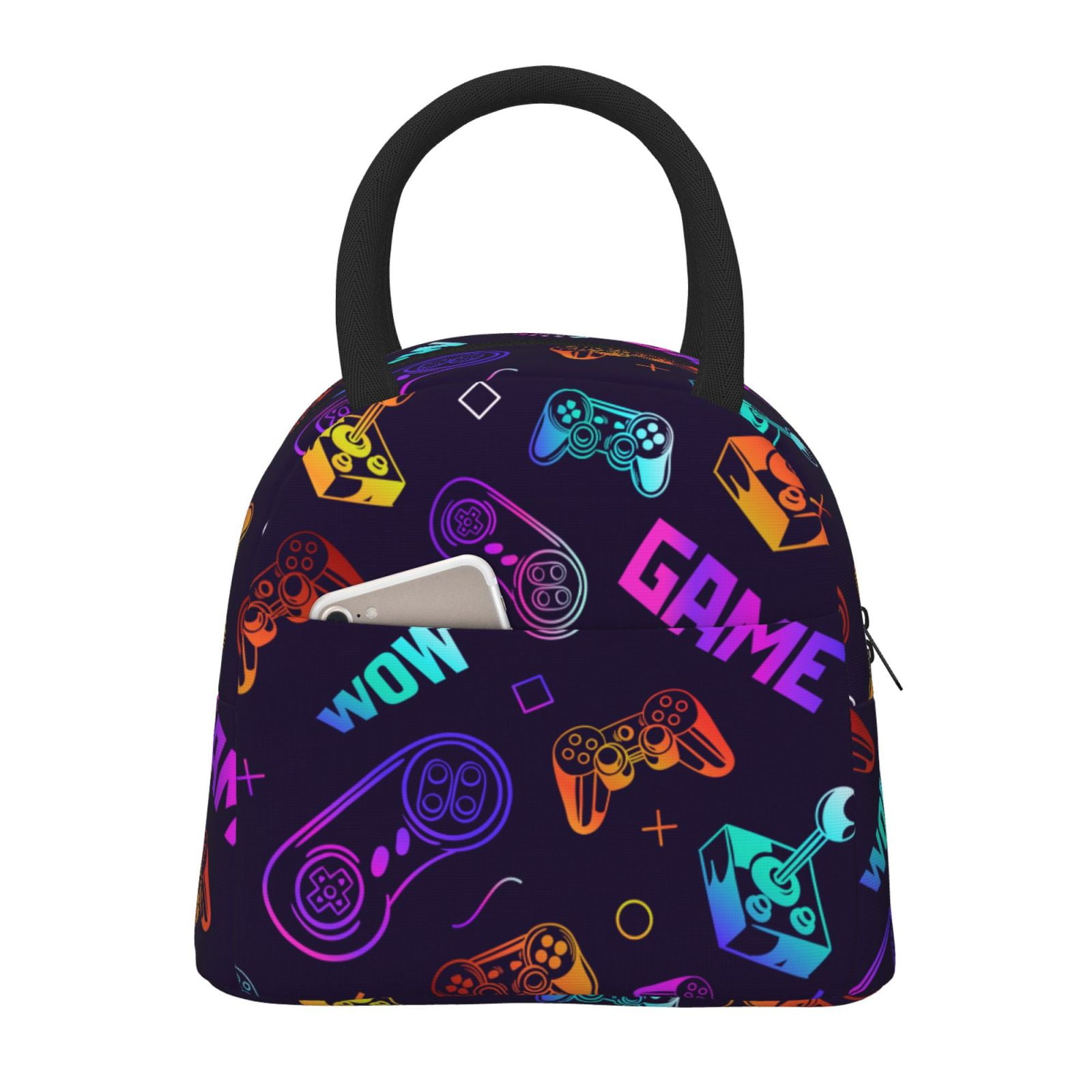 XMXT Reusable Insulated Lunch Bag Women Men, Gradient Gamepad Print ...