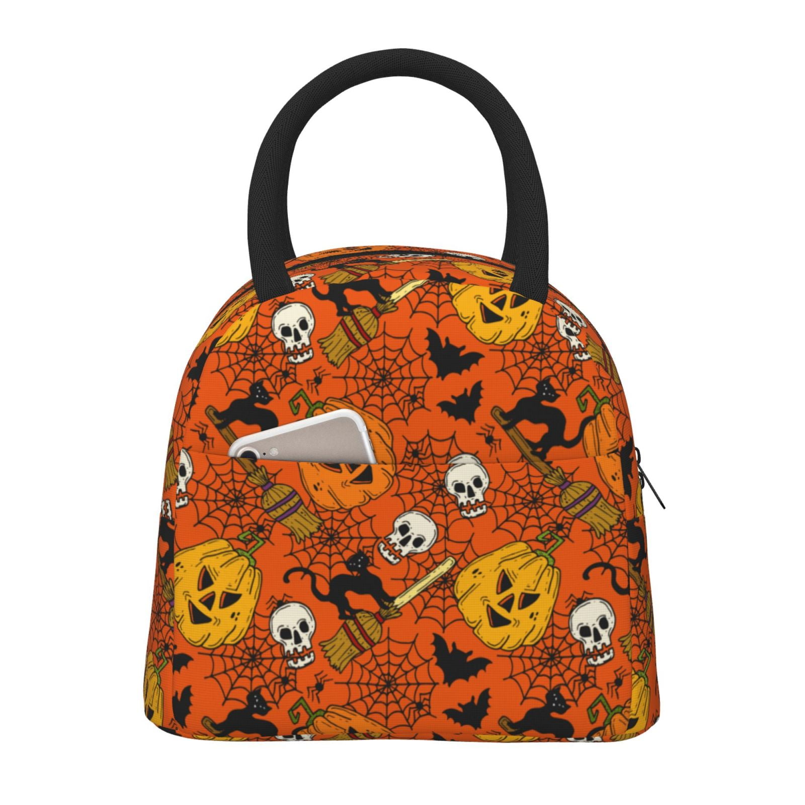 XMXT Reusable Insulated Lunch Bag Women Men, Halloween Cat Skeleton ...