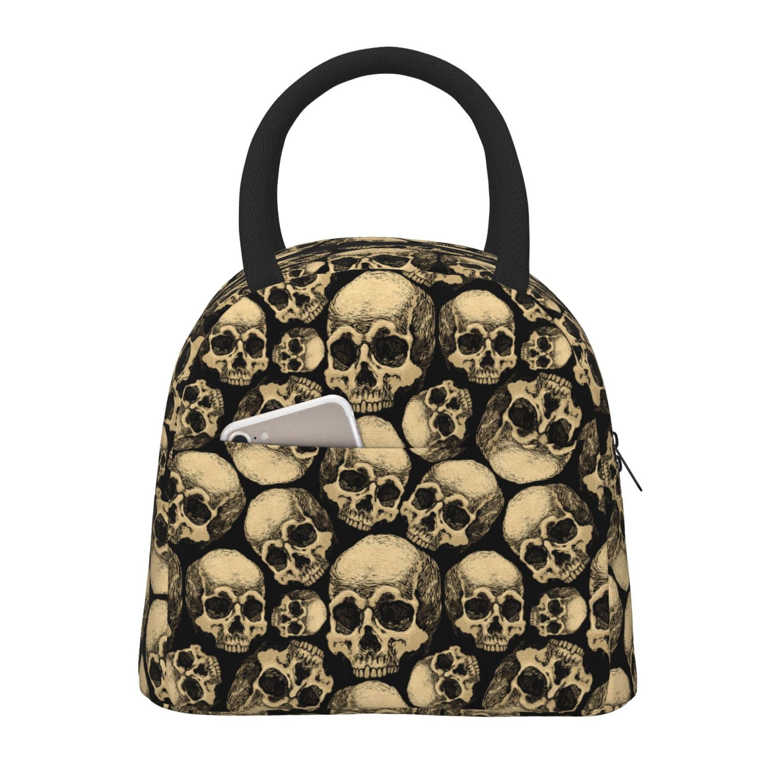 XMXT Reusable Insulated Lunch Bag Women Men, Vintage Skull Illustration ...