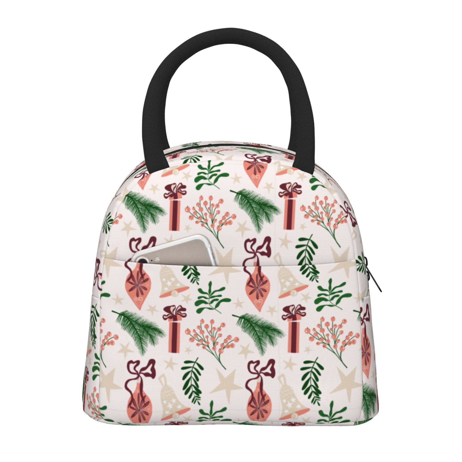 XMXT Reusable Lunch Bag Women, Cartoon Christmas Bells Design Large ...