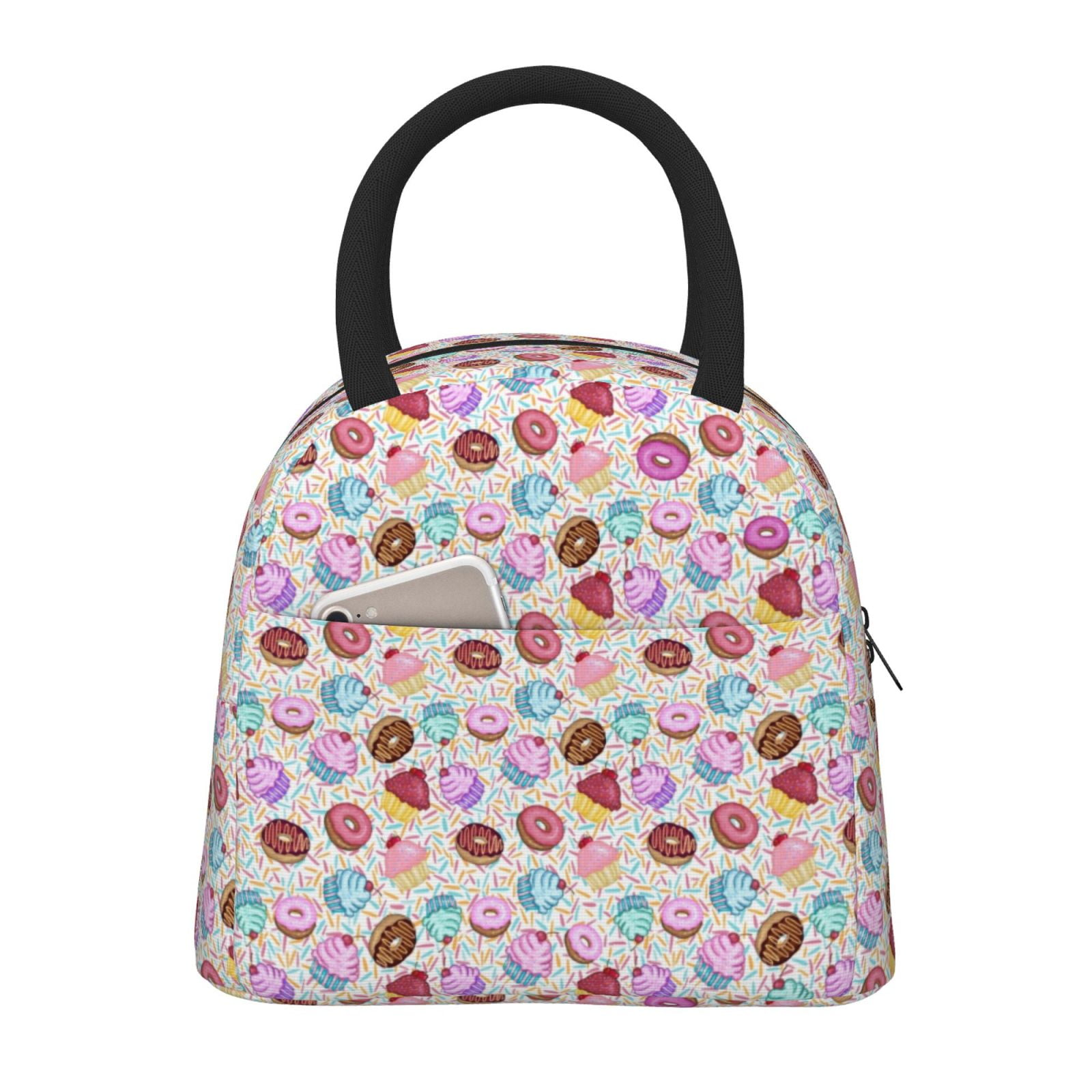 XMXT Reusable Lunch Bag Women, Cute Donut Background Large Lunchbox ...