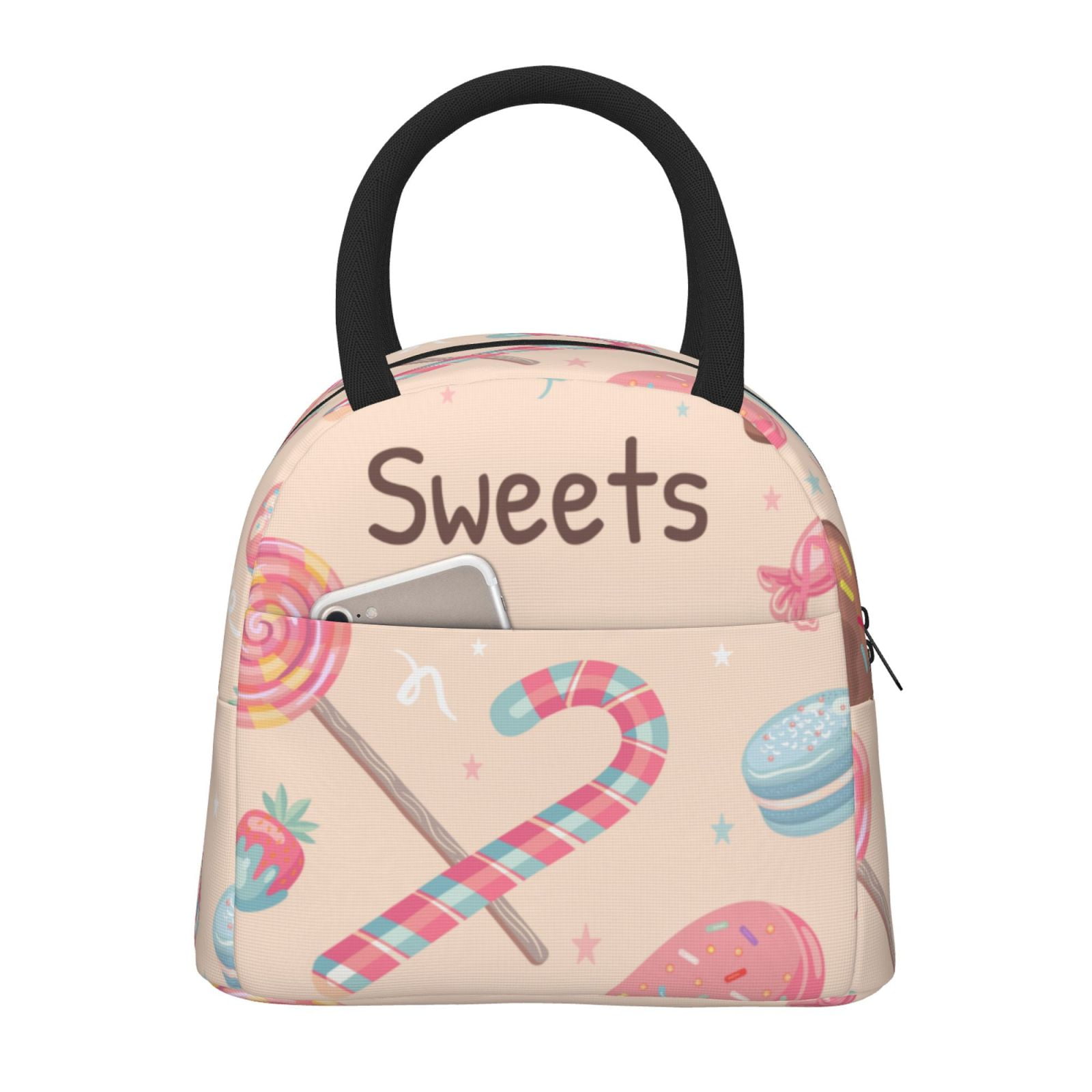 XMXT Reusable Lunch Bag Women, Lovely Pink Candy Decoration Large ...