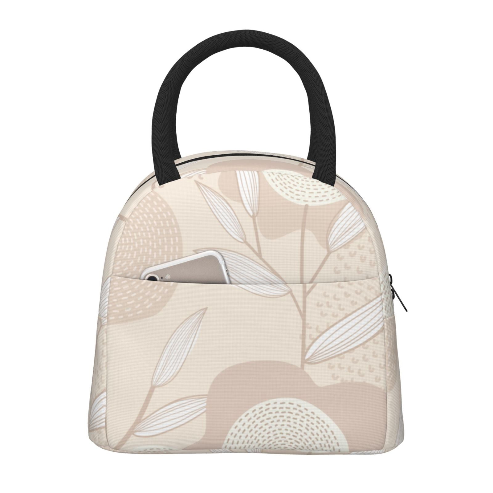 XMXT Reusable Lunch Bag Women, Pink Abstract Flower Plants Large ...