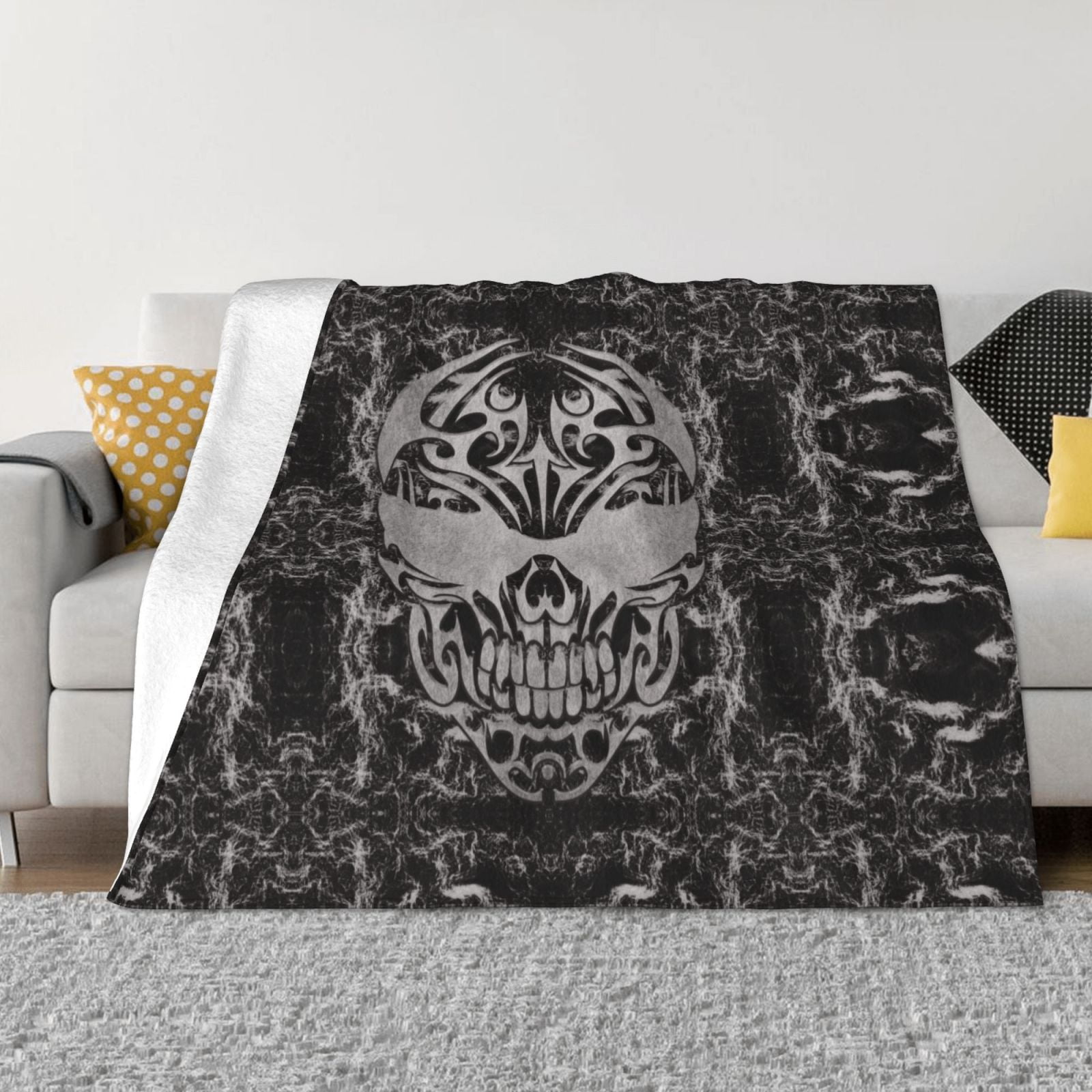 XMXT Throw Blanket, Death Tribe Skeleton Print Machine Washable ...