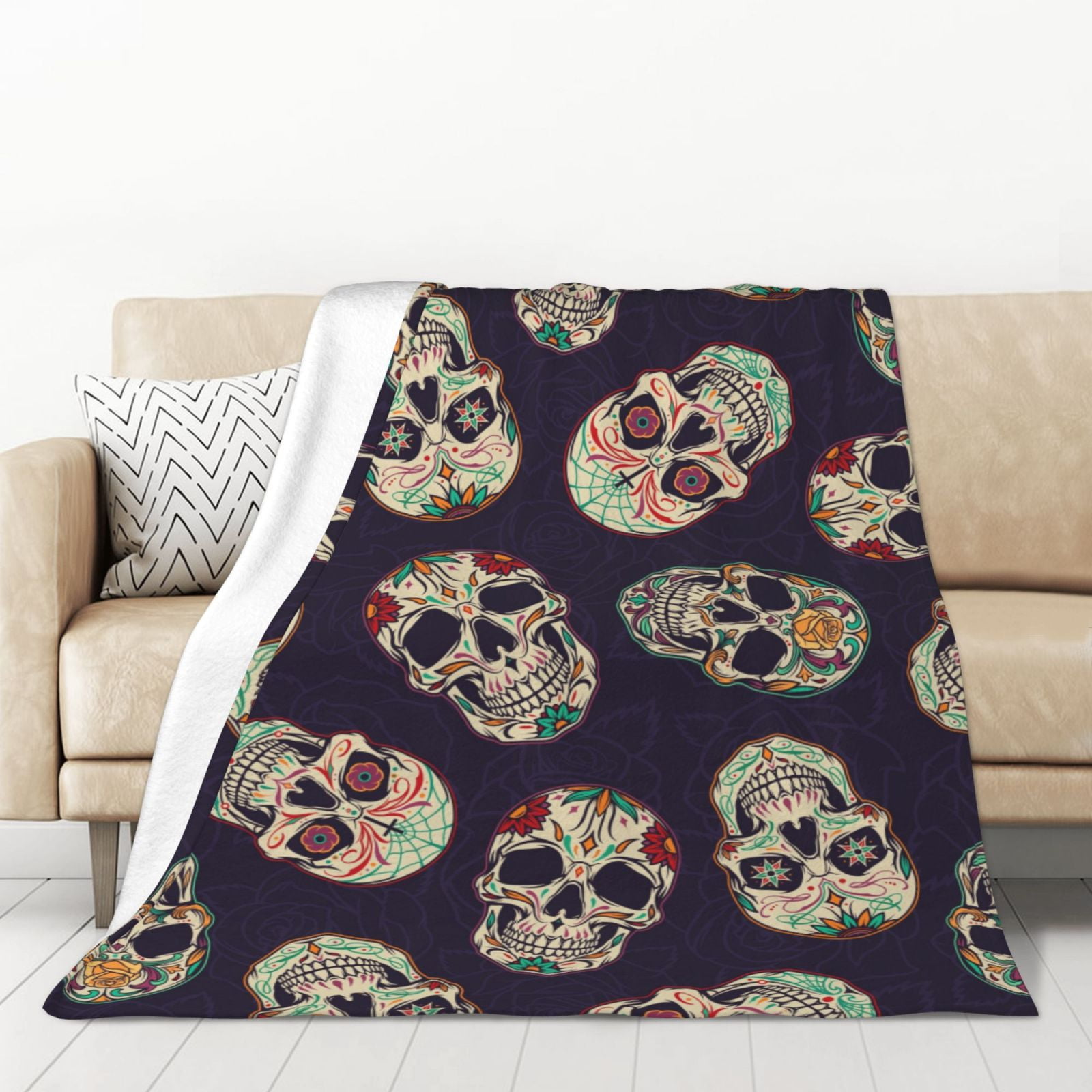 XMXT Throw Blankets, Mexican Undead Skeleton Print Bed Blanket for ...