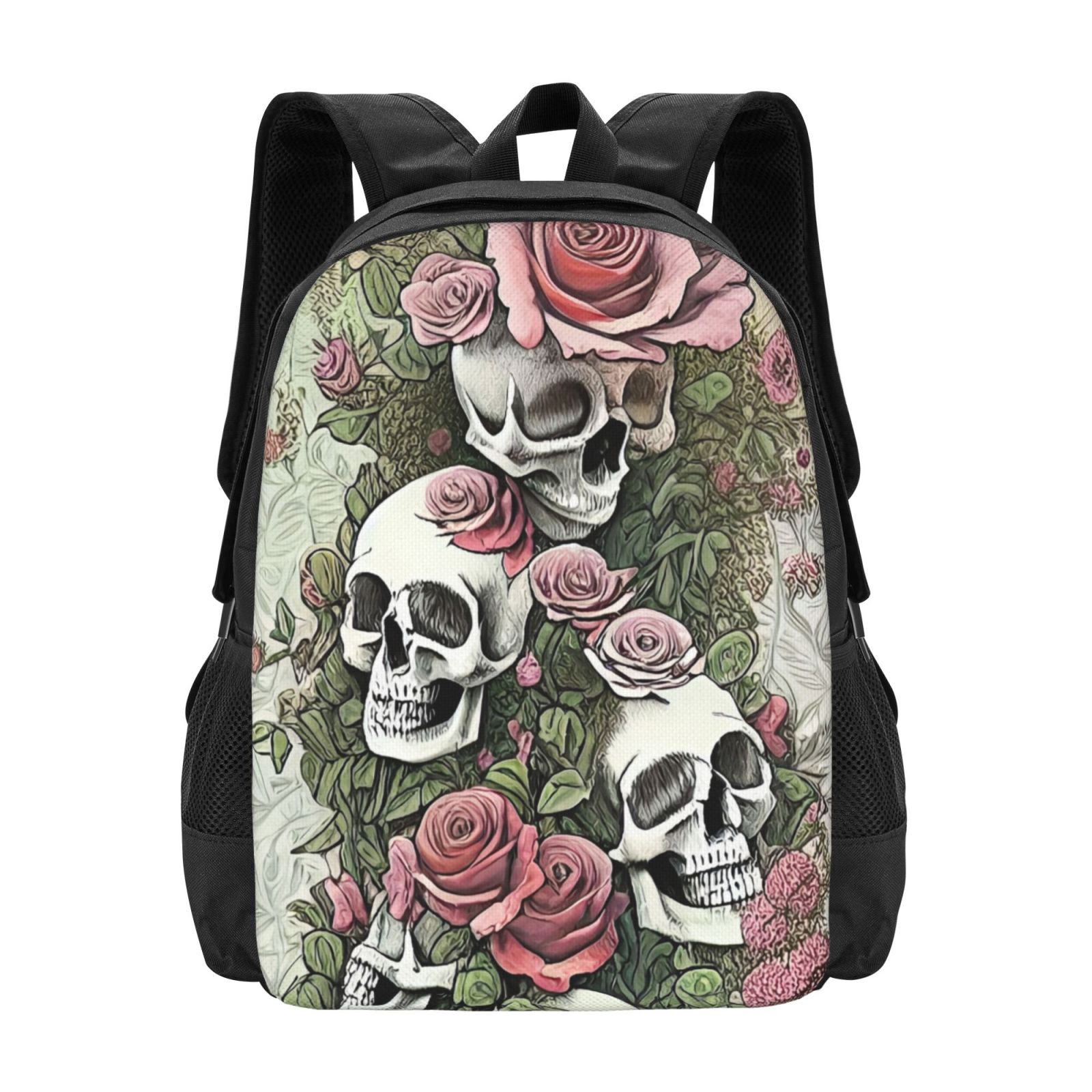 XMXT Travel Laptop Backpack for School Work, Pink Rose Skull Print ...