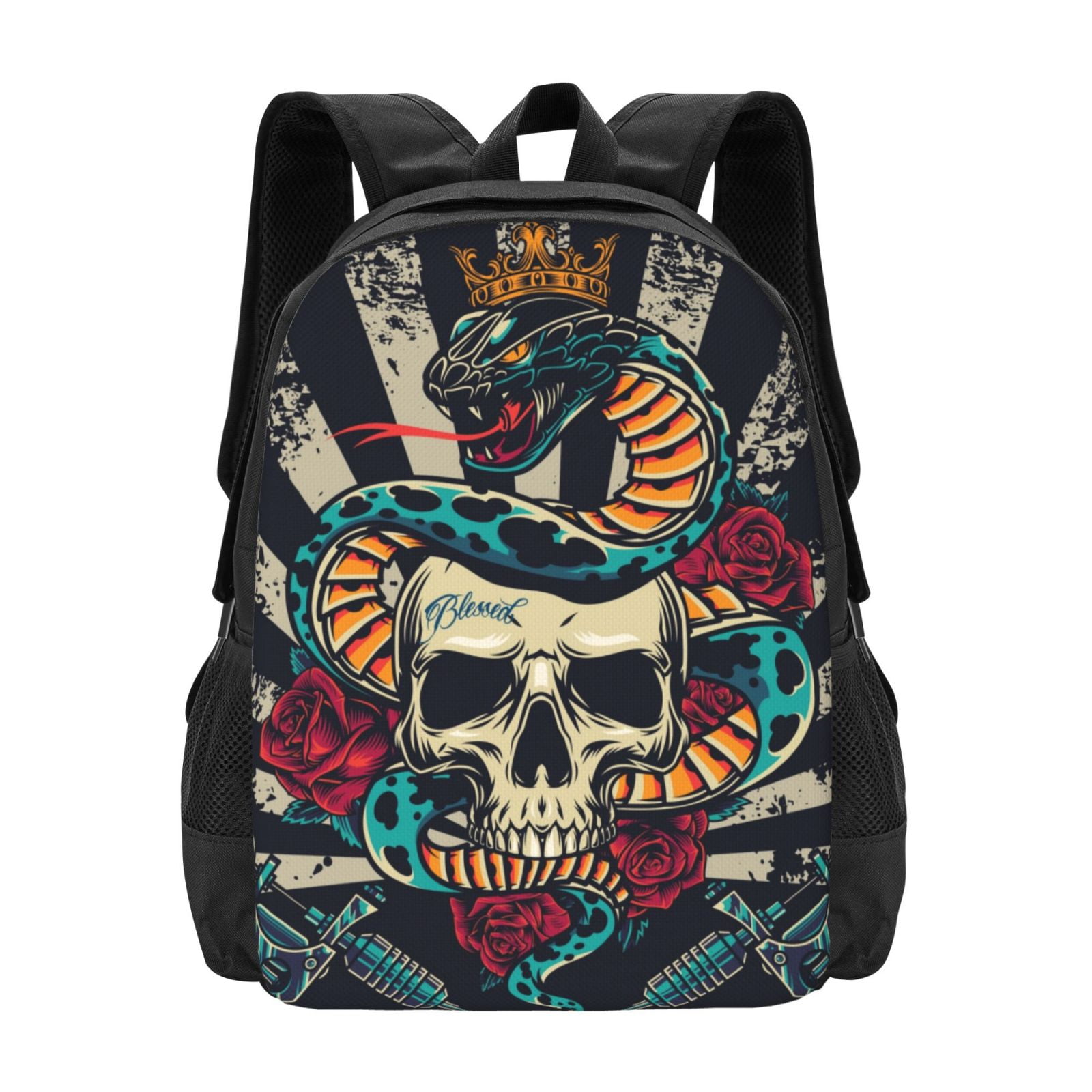 XMXT Travel Laptop Backpack for School Work, Vintage Rose Skull ...