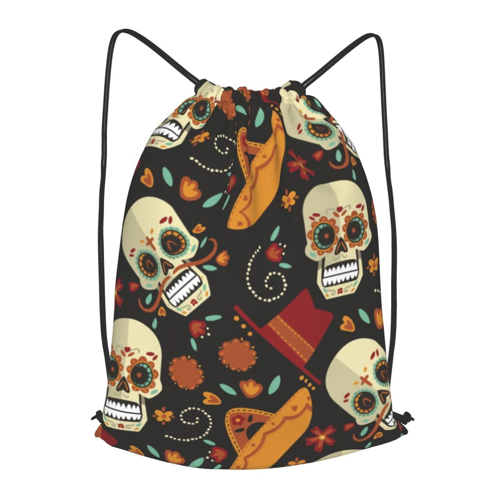 XMXT Unisex Drawstring Backpack for Women Men, Cartoon Cowboy Hat Skull ...