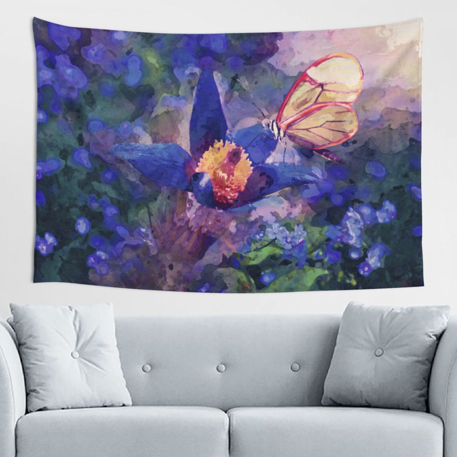 XMXT Wall Tapestry, Color Butterfly Watercolor Painting Wall Decor ...