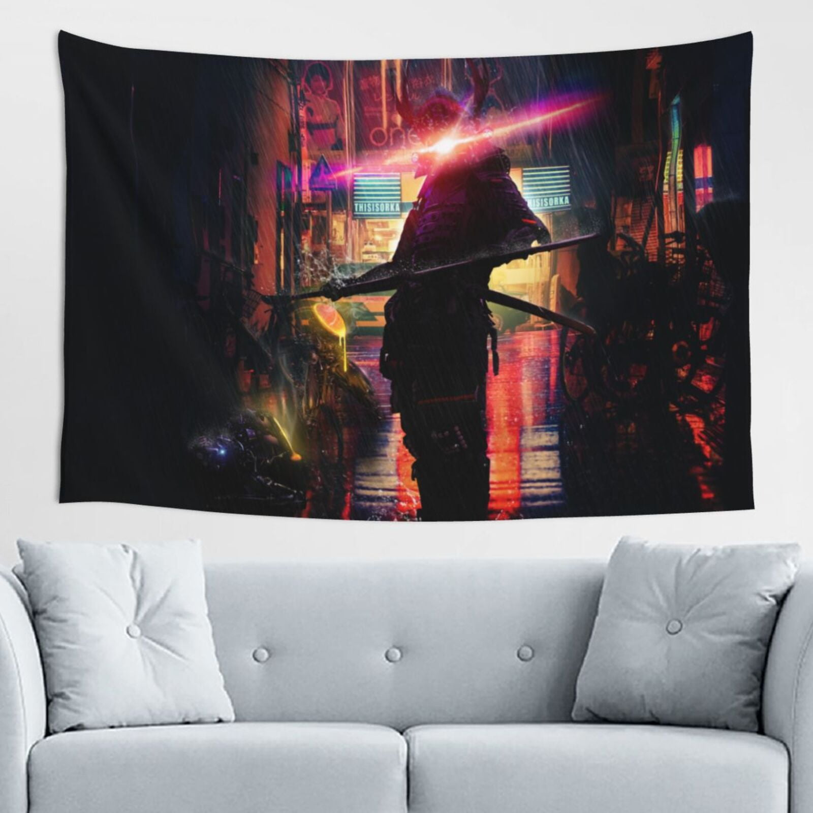 XMXT Wall Tapestry, Cyberpunk Samurai Print Wall Decor Tapestry for ...