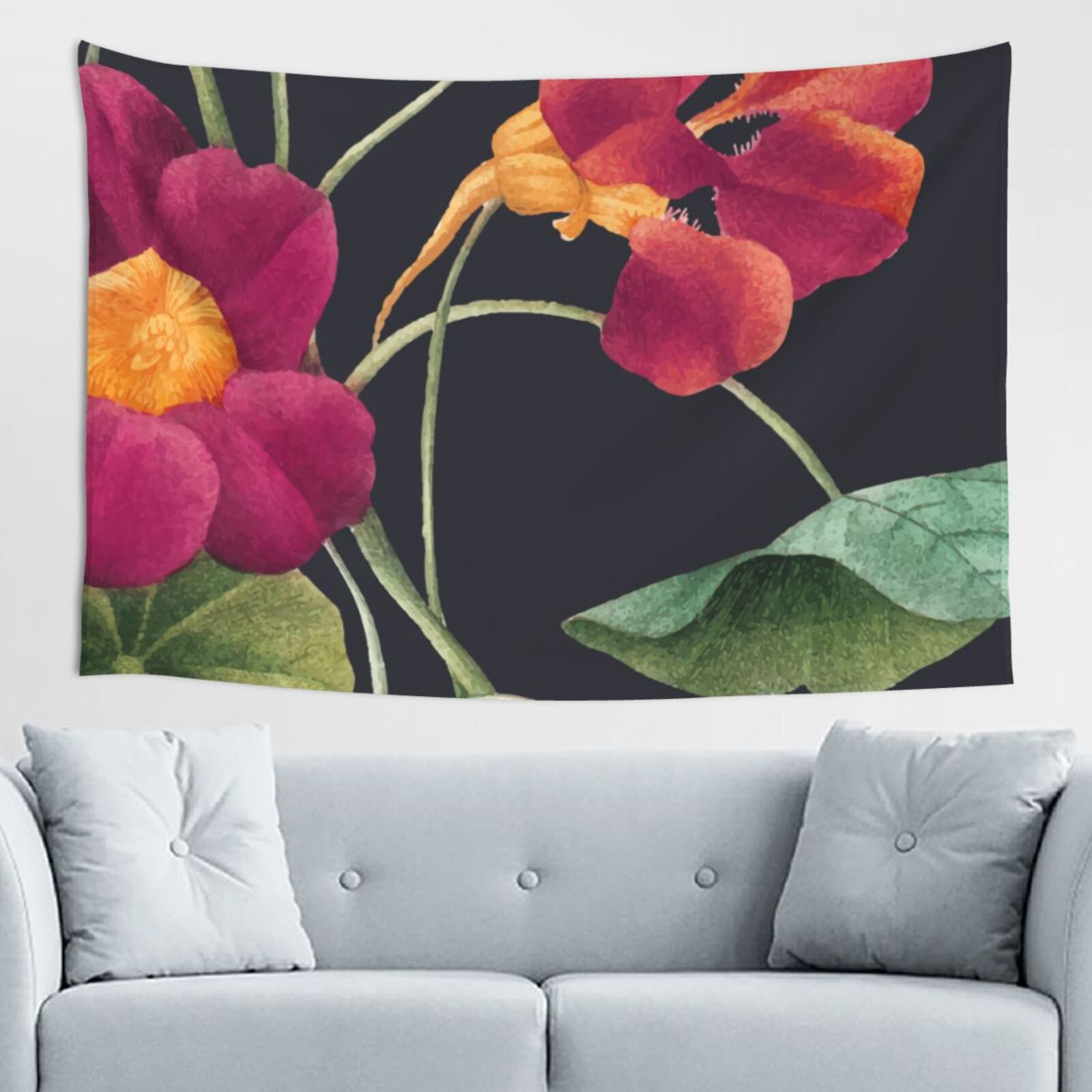 XMXT Wall Tapestry, Realistic Watercolor Flowers Wall Decor Tapestry ...