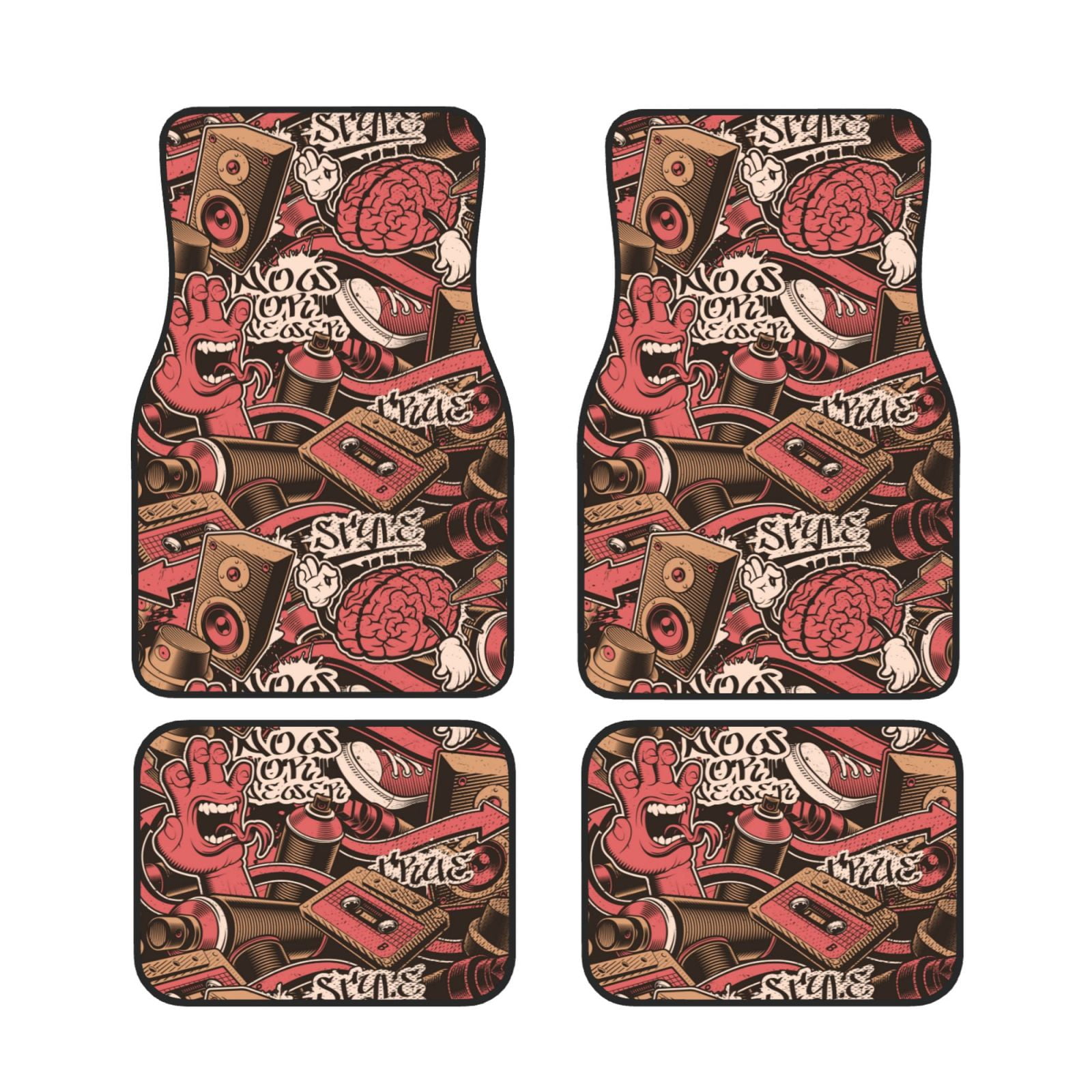 XMXT Waterproof Floor Mats for Cars, Funny Abstract Illustration Non ...