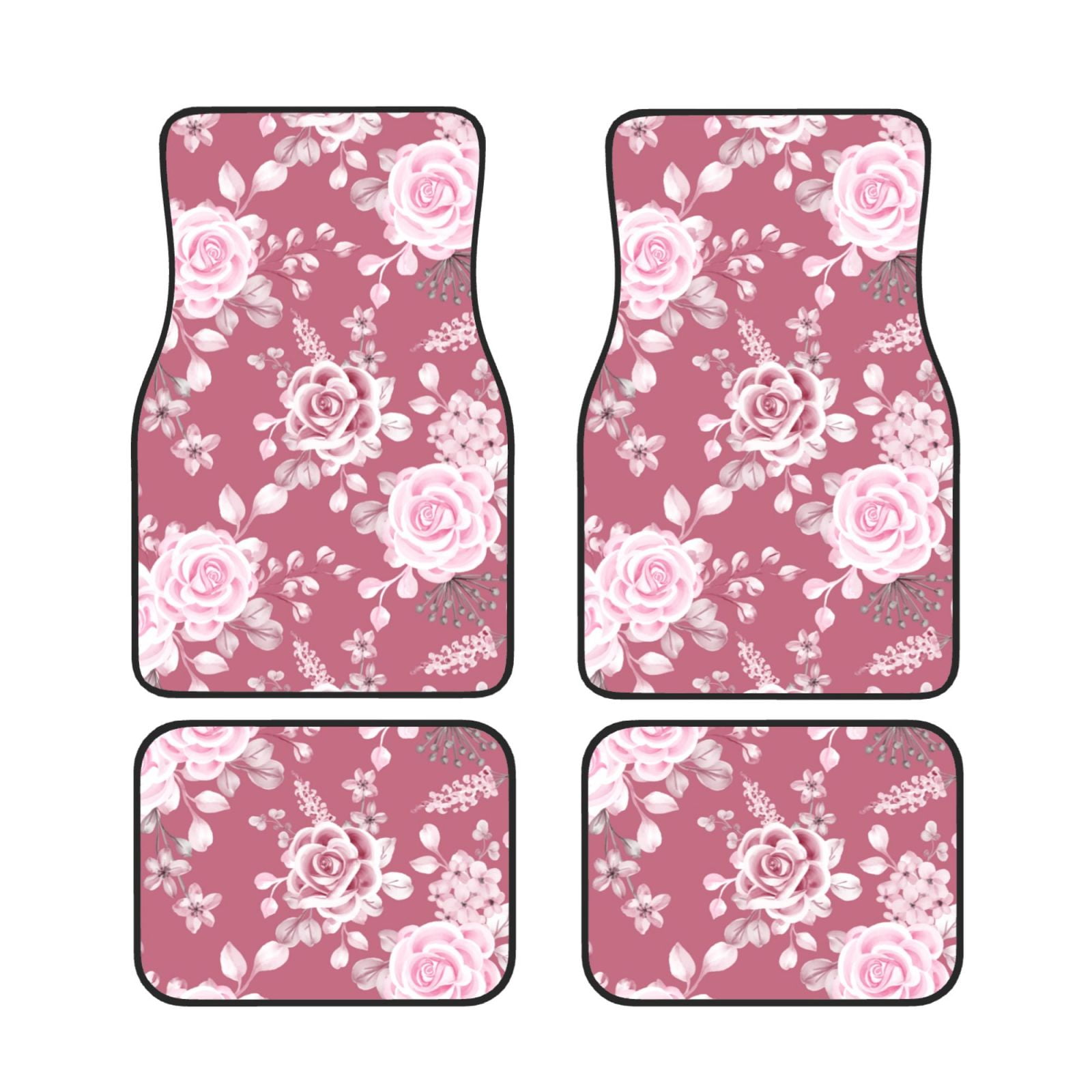 XMXT Waterproof Floor Mats for Cars, Hand Painted Pink Roses Car Floor ...