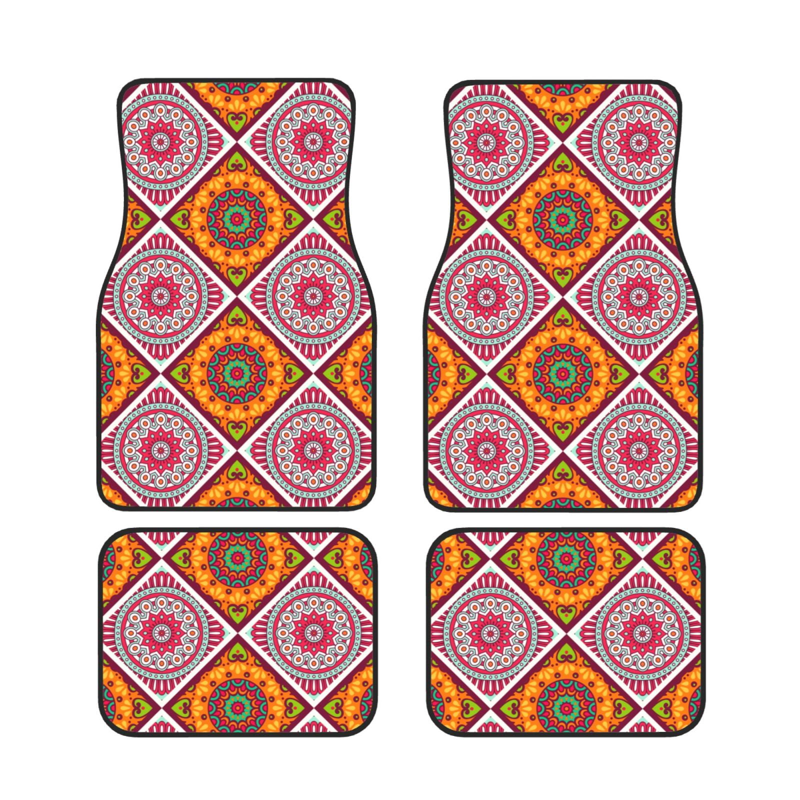 XMXT Waterproof Floor Mats for Cars, Vintage Ethnic Seamless Prints ...