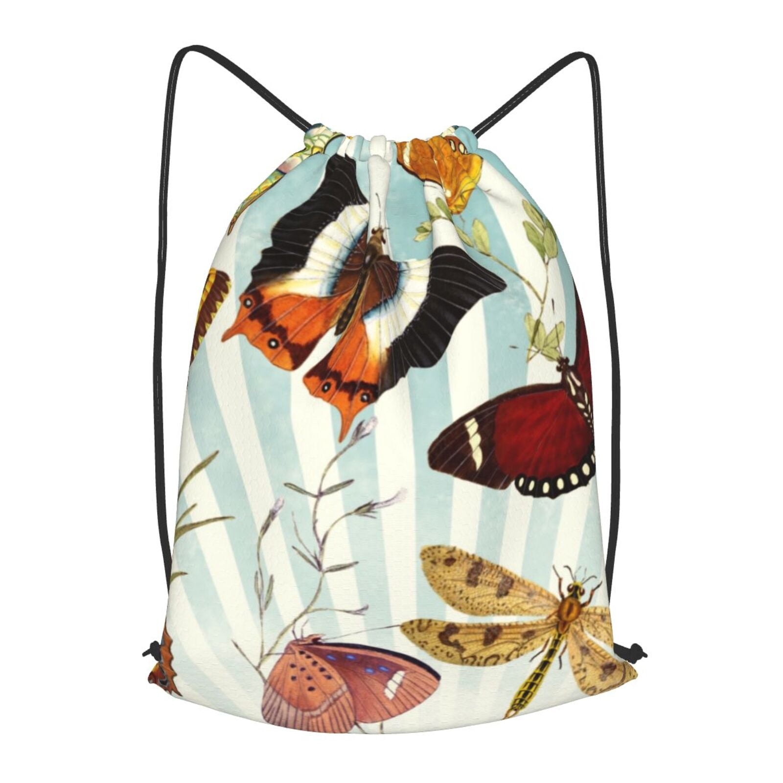 XMXT Waterproof Gym Bag, Butterfly Dragonfly Insect Print Drawstring ...