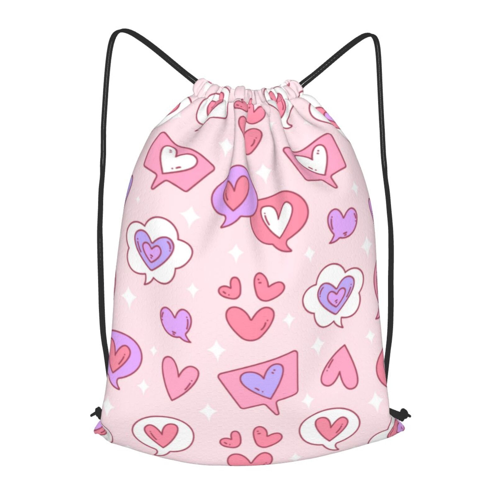 XMXT Waterproof Gym Bag, Love Heart Pink Candy Drawstring Backpack for ...