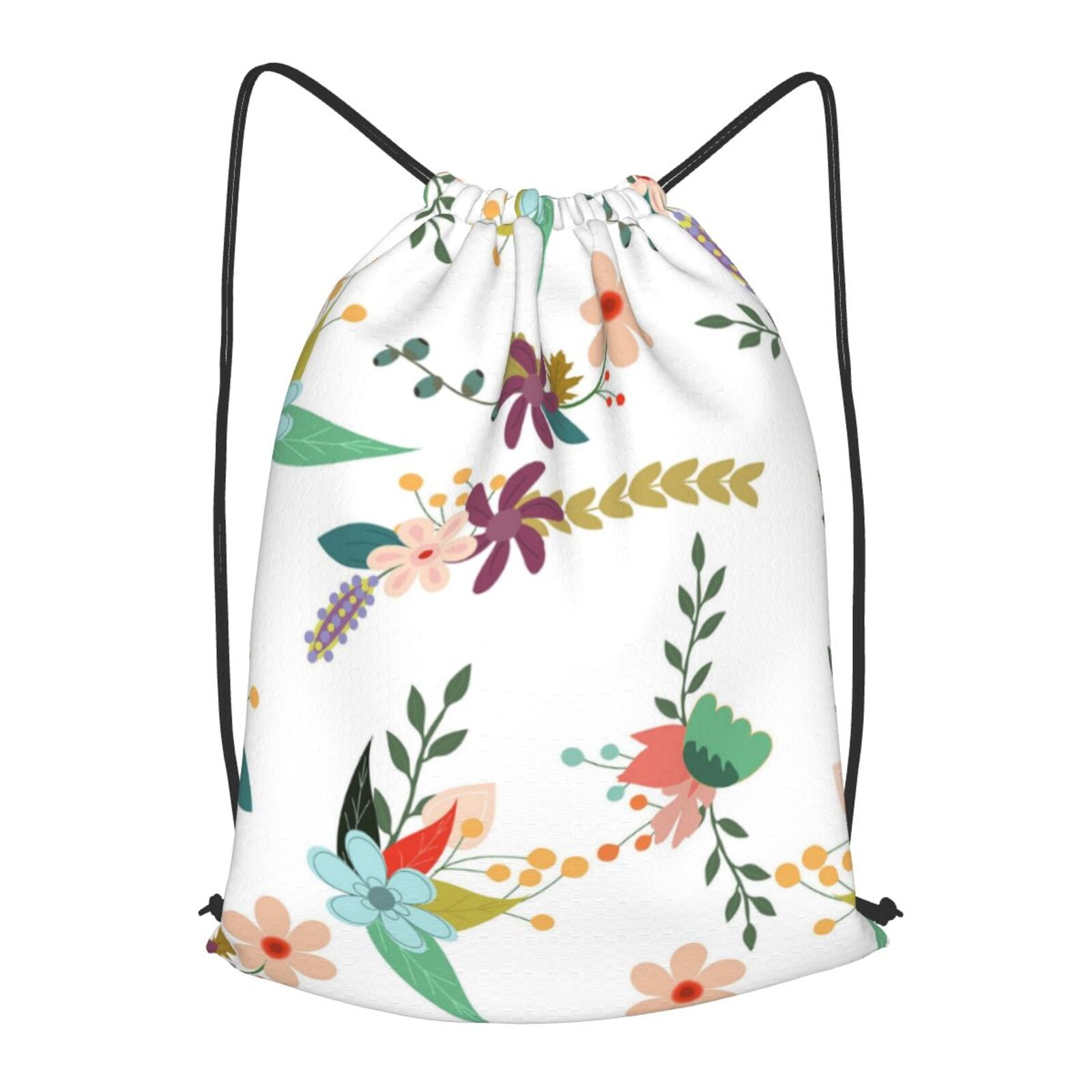 XMXT Waterproof Gym Bag, White Wallpaper Pattern Drawstring Backpack ...