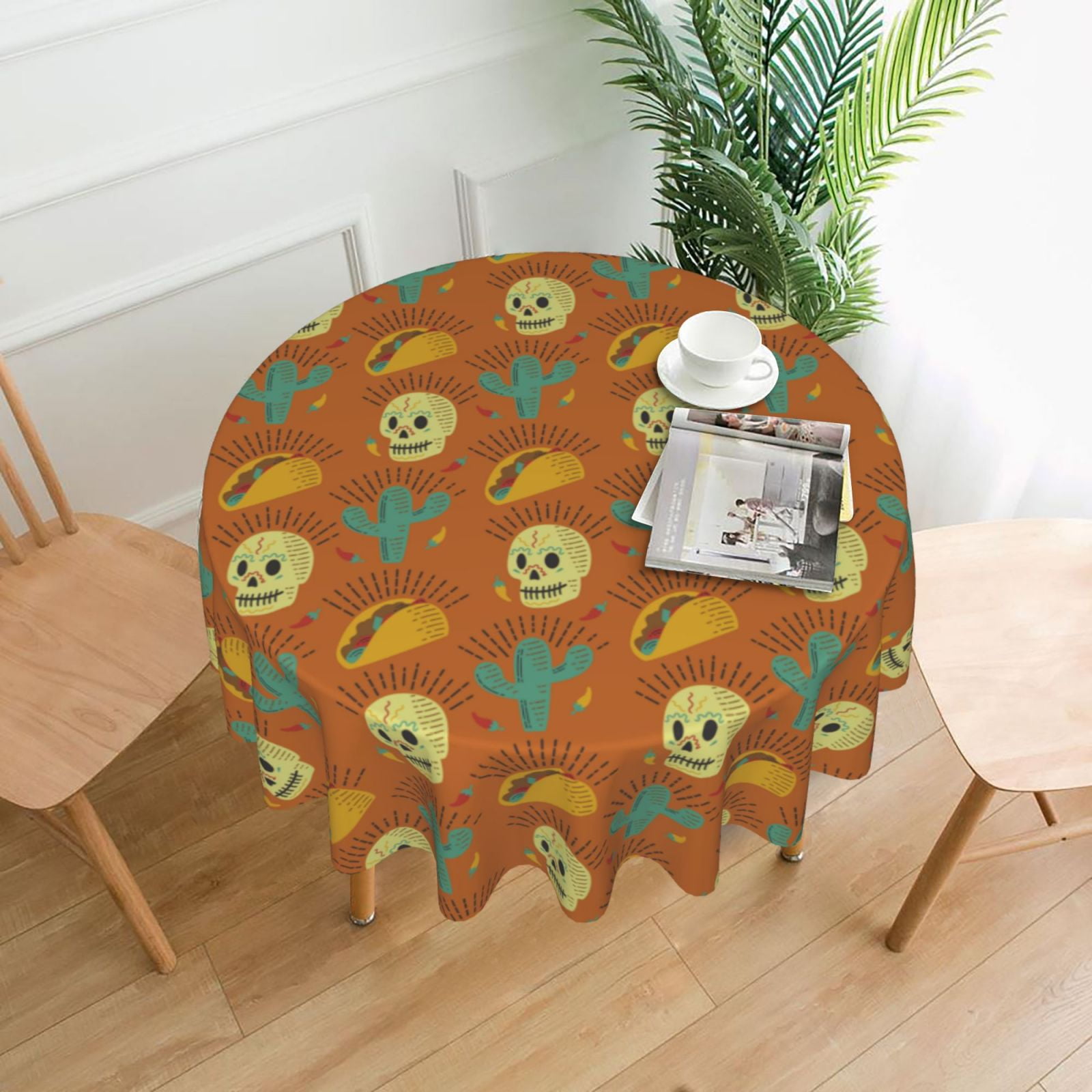 XMXT Waterproof Table Cloth, Cartoon Mexican Skull Sandwich Polyester ...
