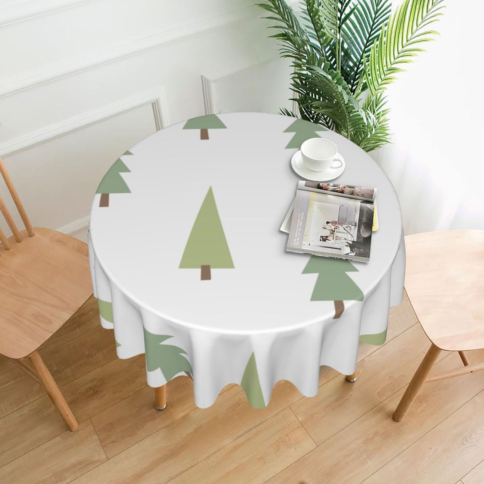 XMXT Waterproof Table Cloth, Cartoon Pine Trees Seamless Print ...