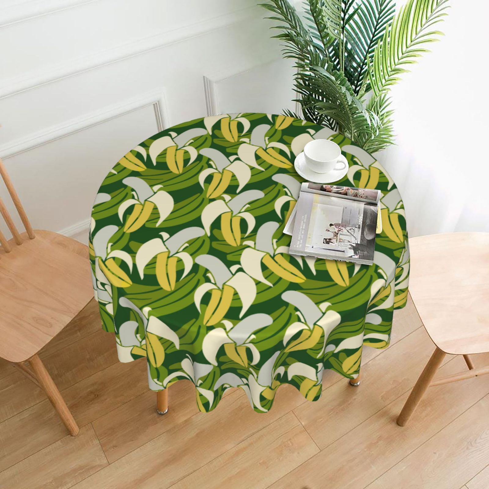 XMXT Waterproof Table Cloth, Colorful Cartoon Banana Polyester Round ...
